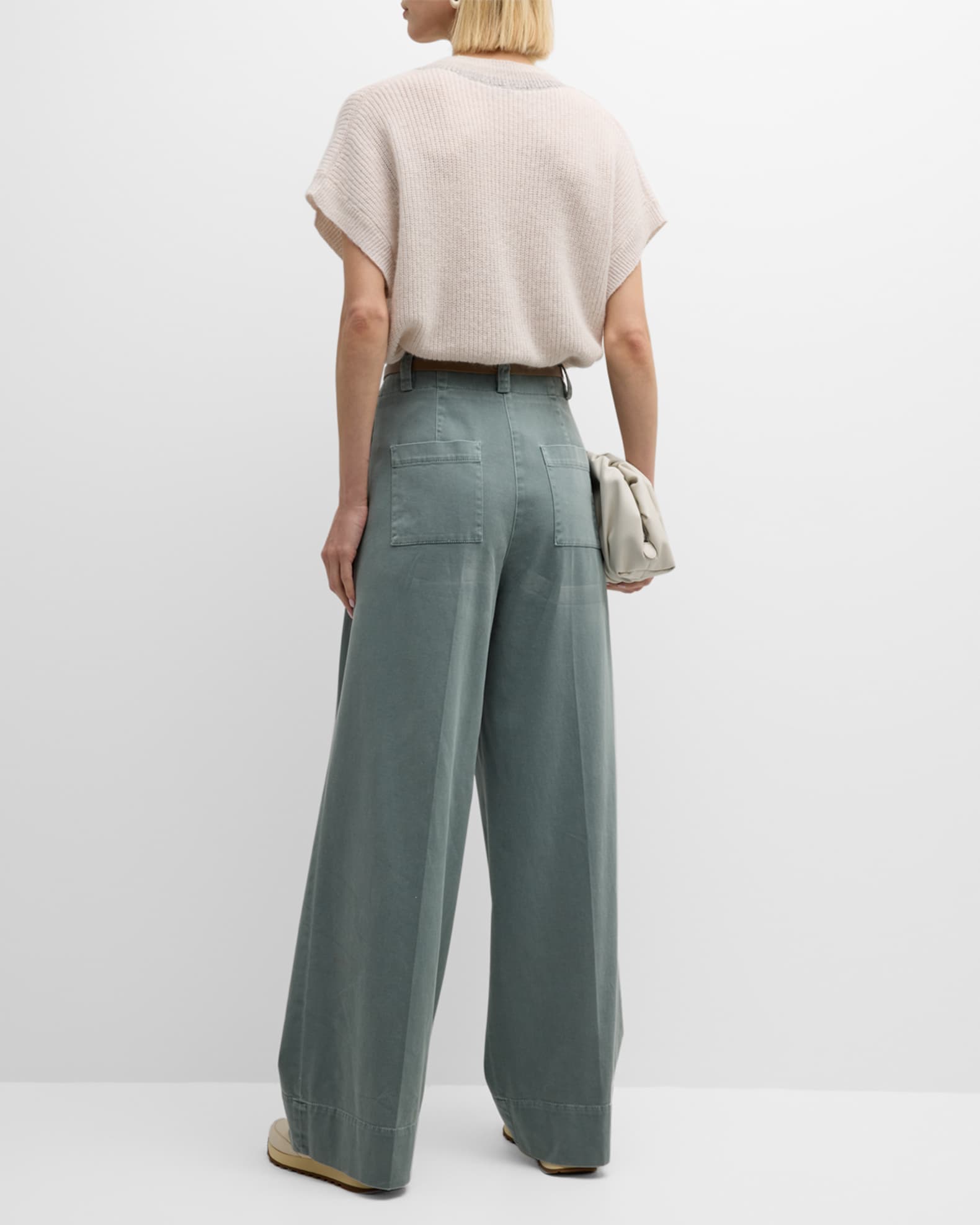 Peserico Pleated Wide-Leg Gabardine Pants | Neiman Marcus