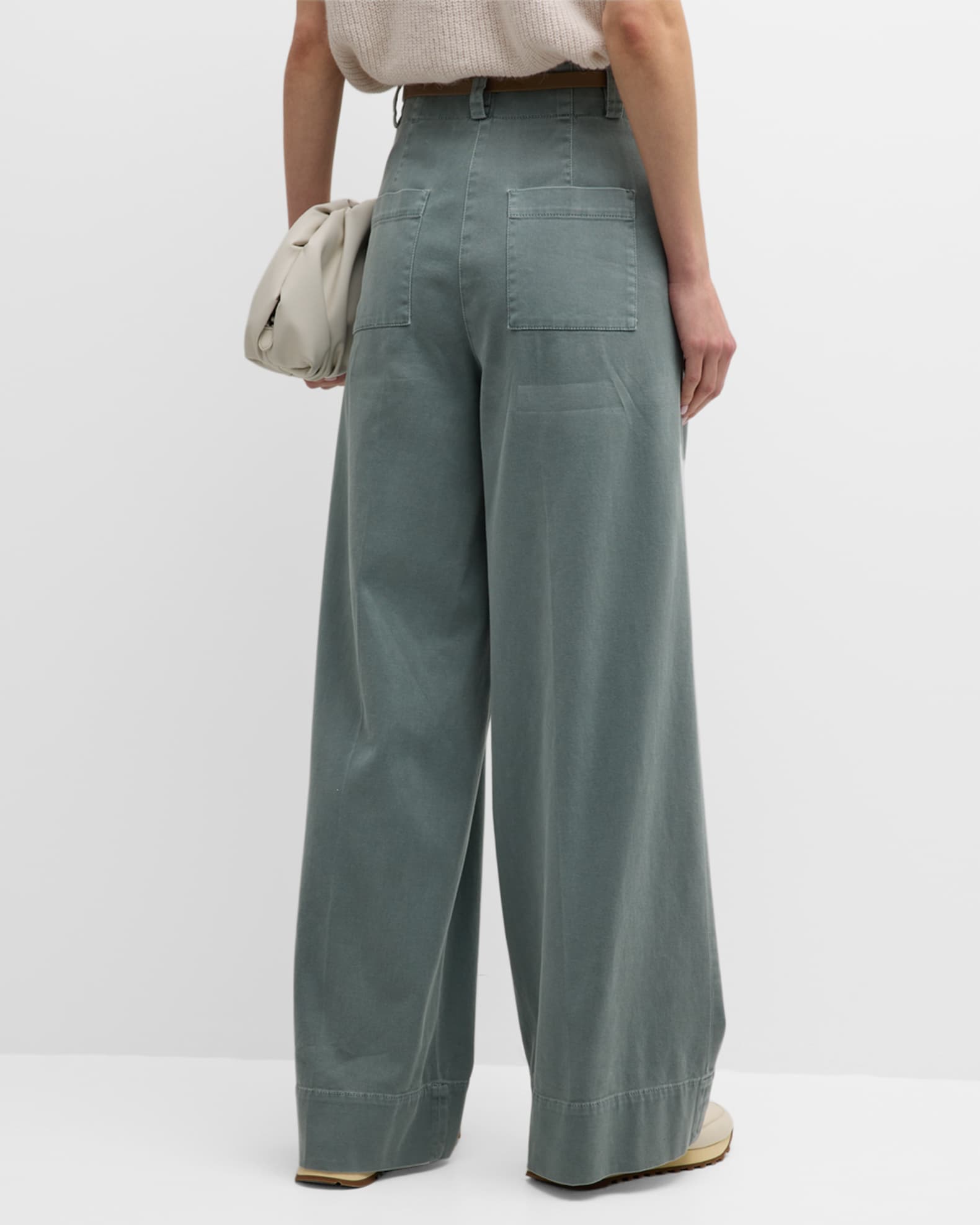 Peserico Pleated Wide-Leg Gabardine Pants | Neiman Marcus