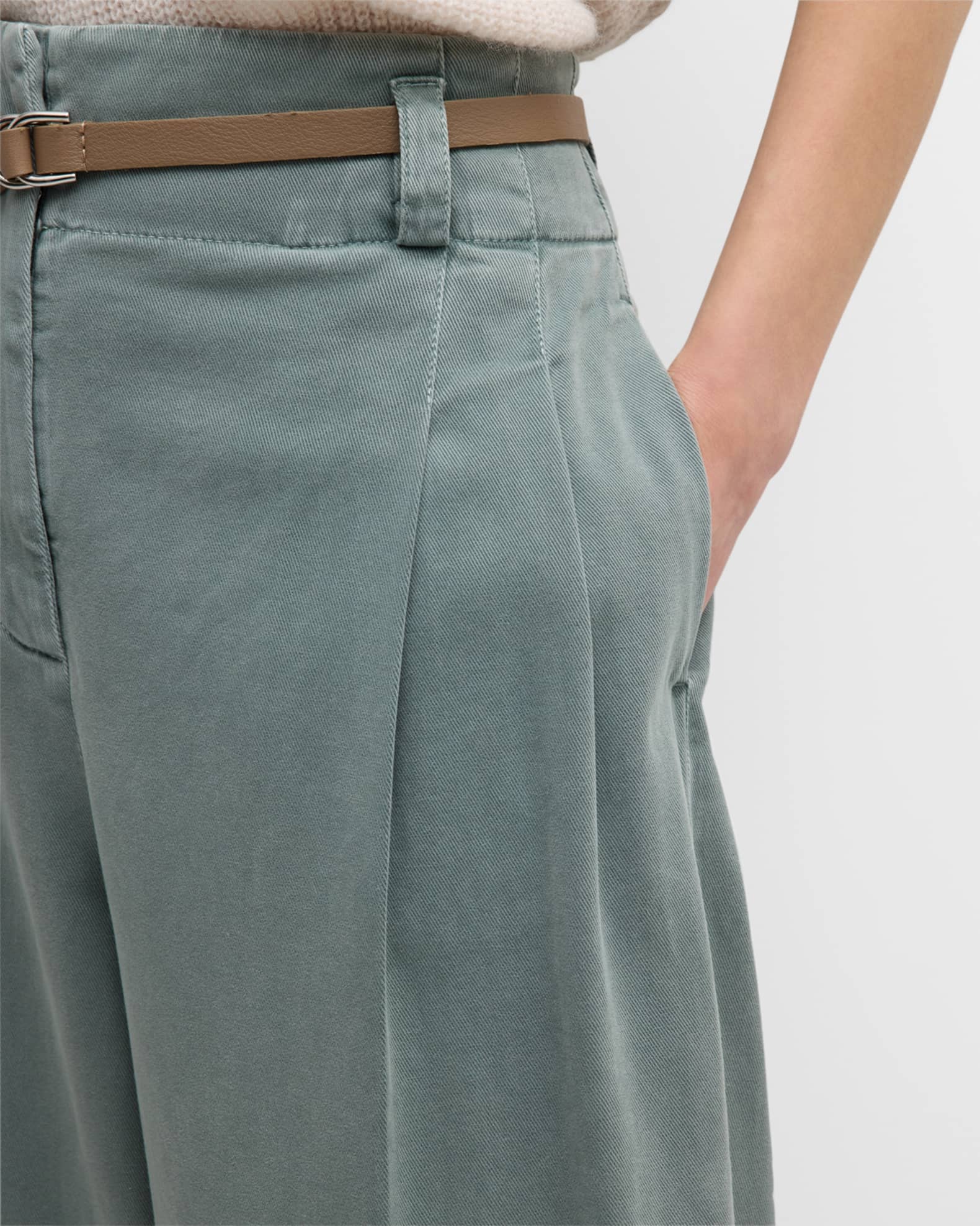 Peserico Pleated Wide-Leg Gabardine Pants | Neiman Marcus