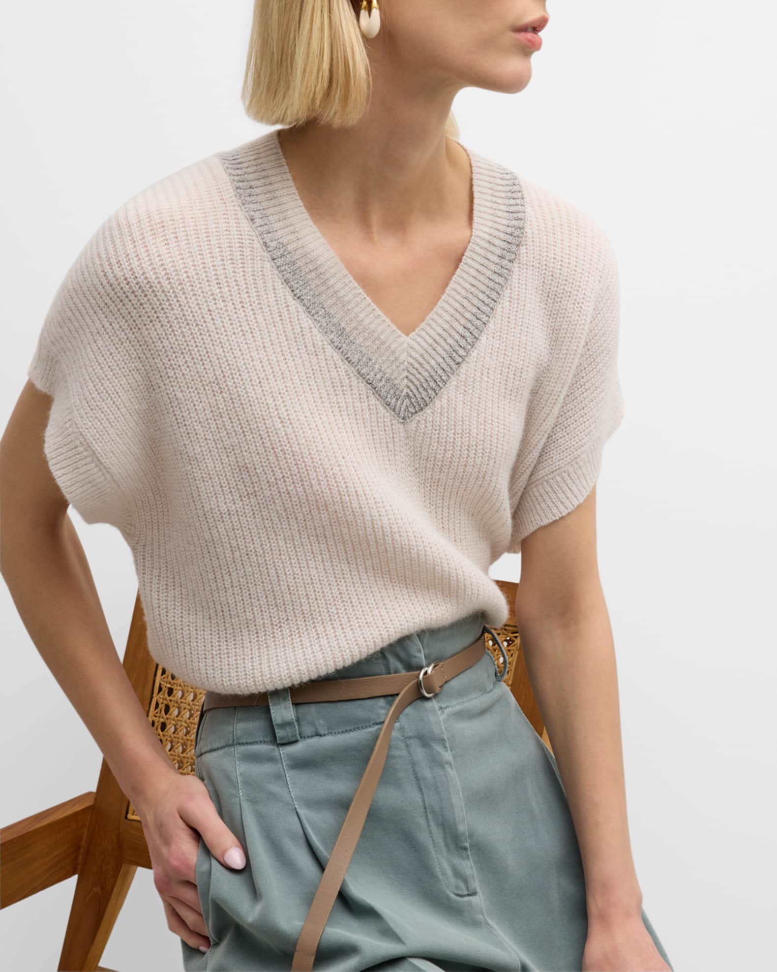 Peserico Dolman-Sleeve Cashmere-Blend Vest | Neiman Marcus