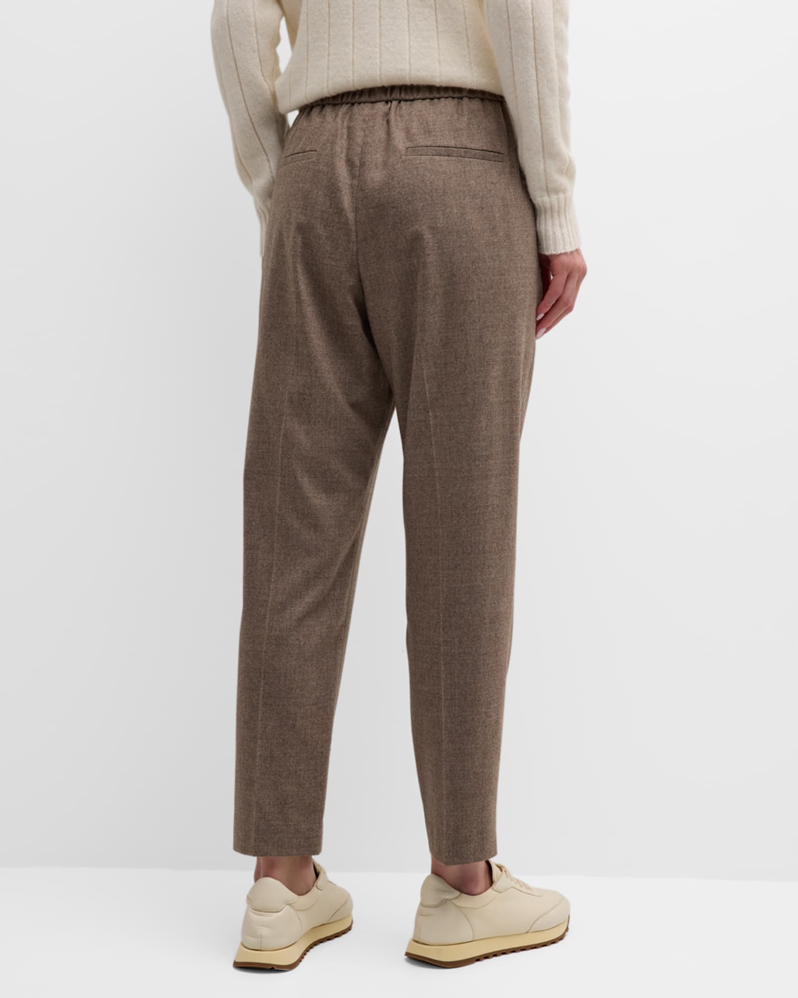 Peserico Cropped Bead-Trim Tapered Pants | Neiman Marcus