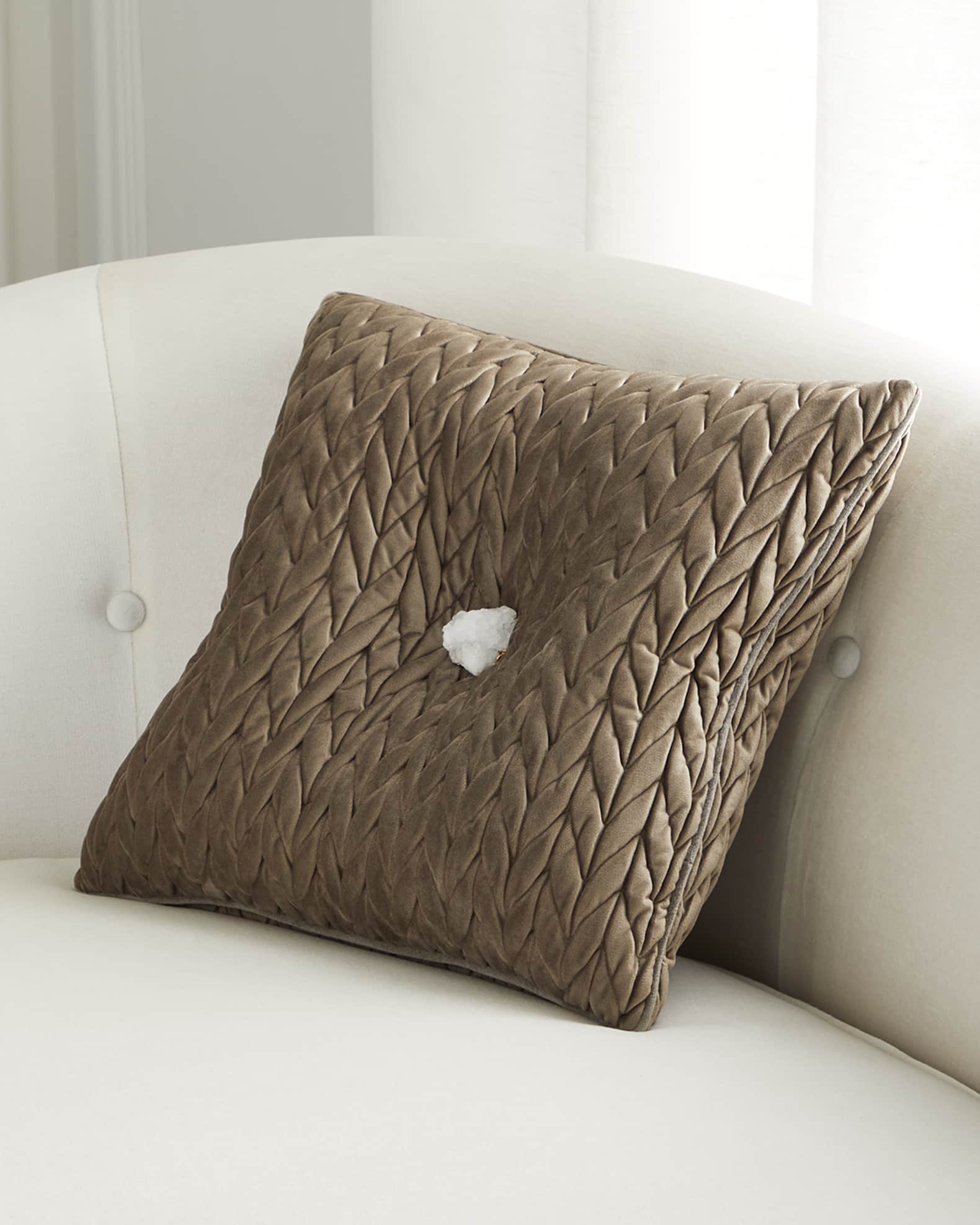 John-Richard Collection Velvet Matelasse Decorative Pillow | Neiman Marcus