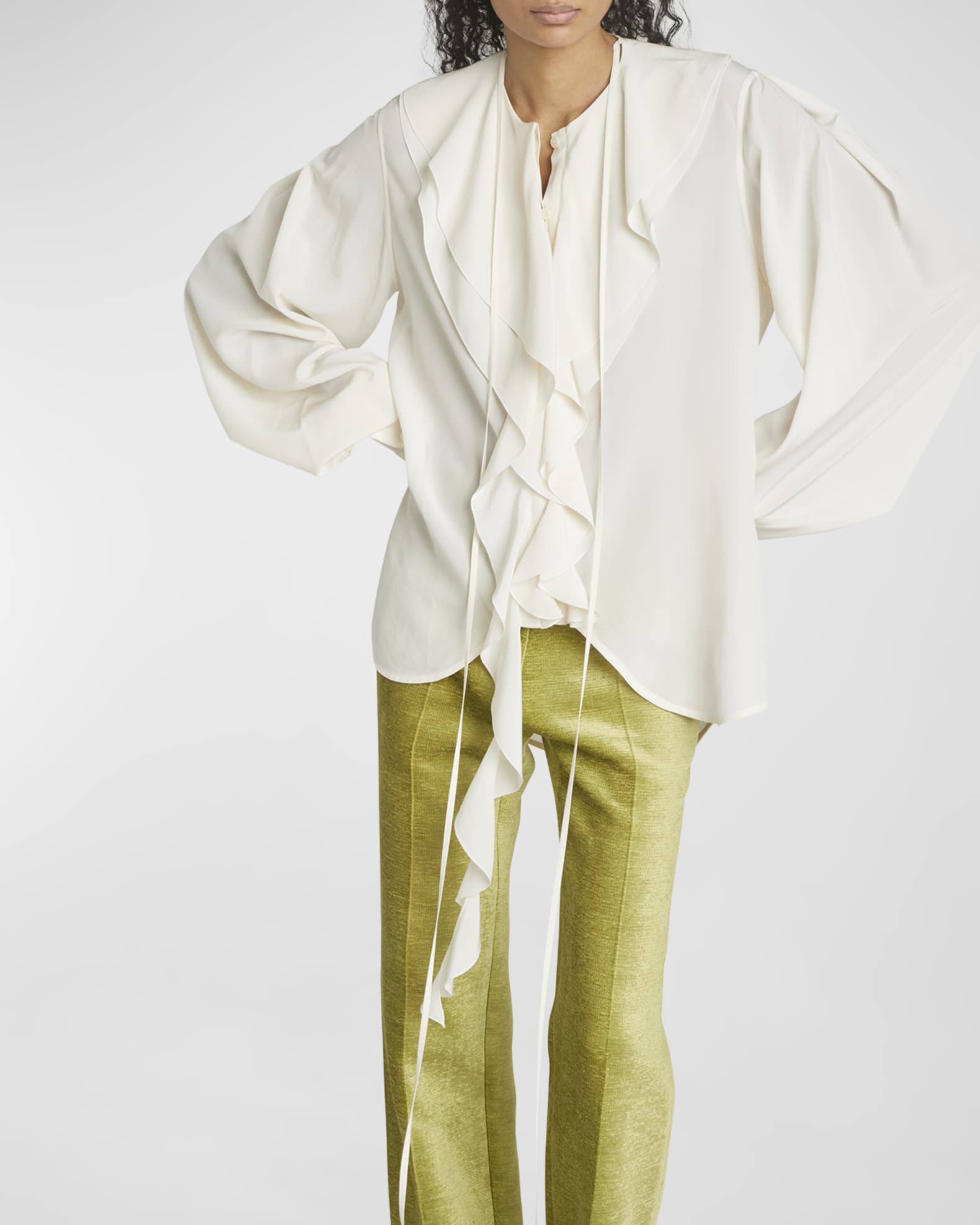 Victoria Beckham Romantic Ruffle Silk Blouse | Neiman Marcus