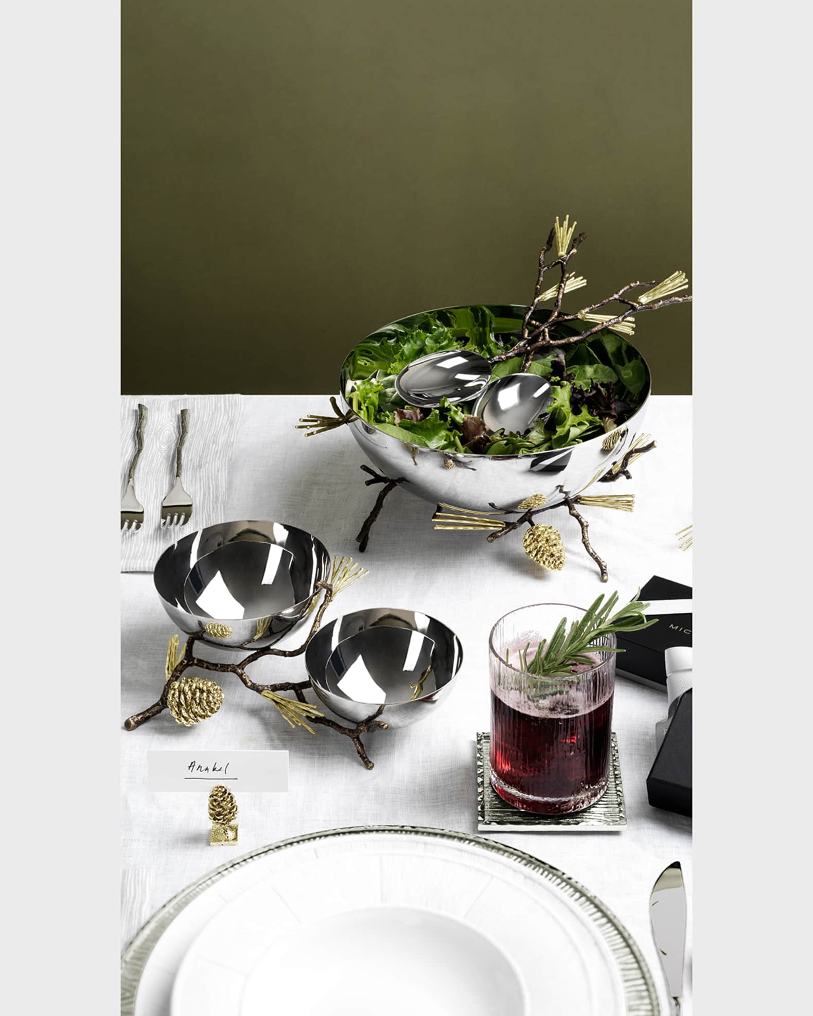 Michael Aram Pine Cone Double Bowl | Neiman Marcus