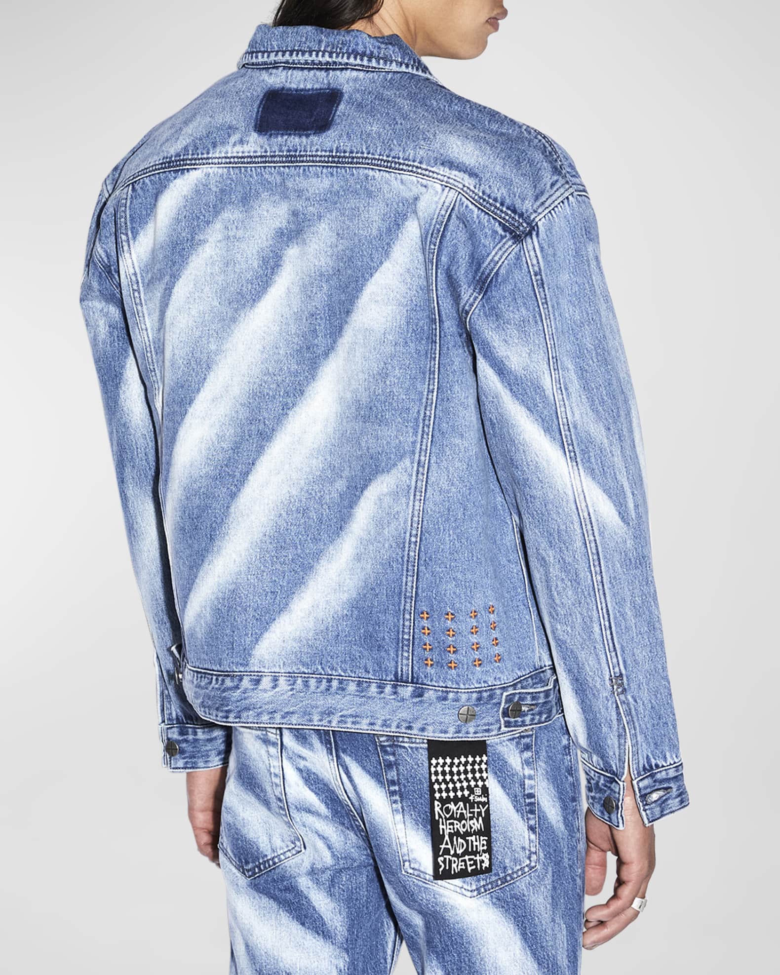 Ksubi Men's Bleach Stroke Denim Trucker Jacket | Neiman Marcus