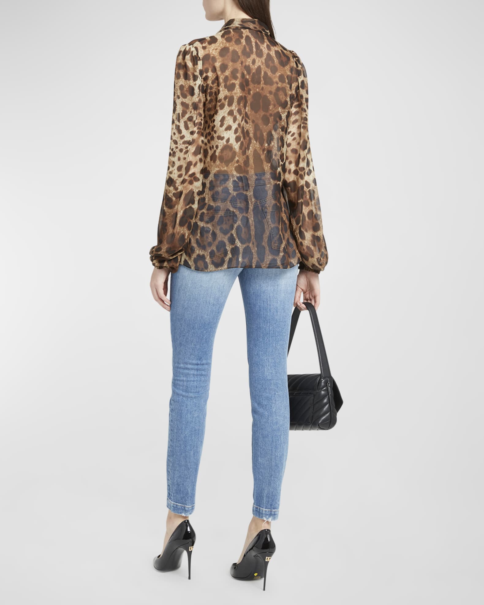 Dolce&Gabbana Leopard Print Tie-Neck Chiffon Blouse | Neiman Dolce&Gabbana Leopard Print Tie-Neck Chiffon Blouse | Neiman