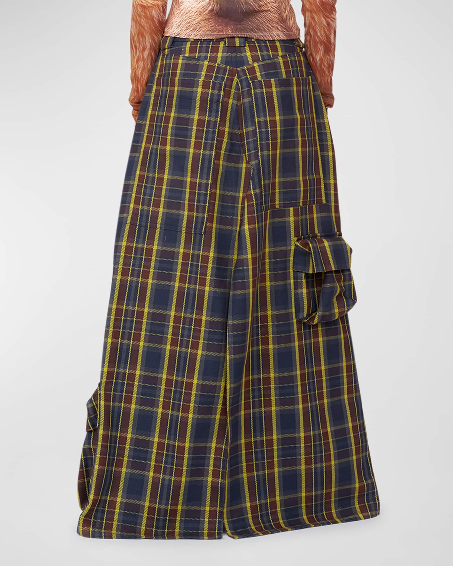 Collina Strada Stomp Plaid A-Line Maxi Cargo Skirt | Neiman Marcus