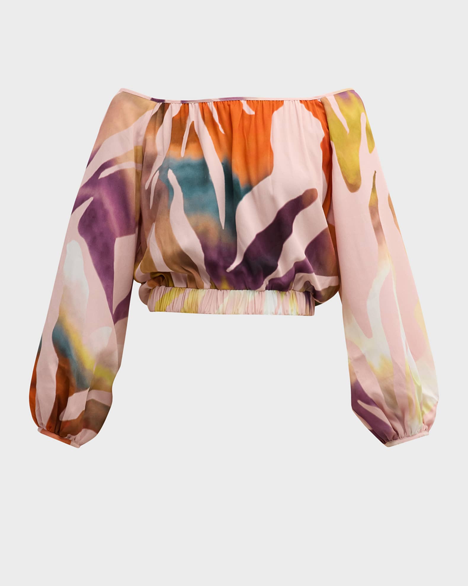 Silvia Tcherassi Dariela Animal-Print Off-The-Shoulder Crop Blouse ...