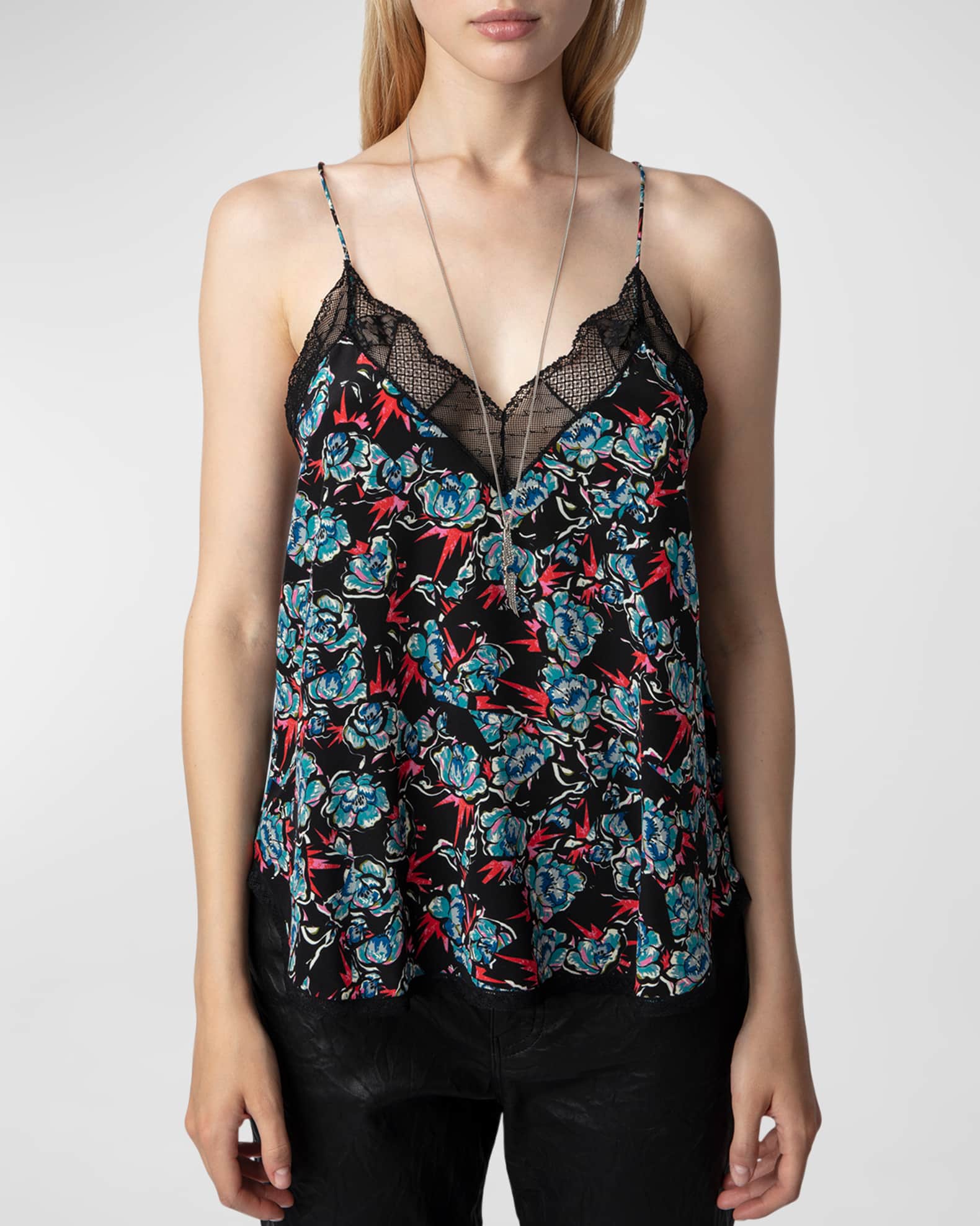 Zadig & Voltaire Christy Floral-Print Silk Camisole | Neiman Marcus