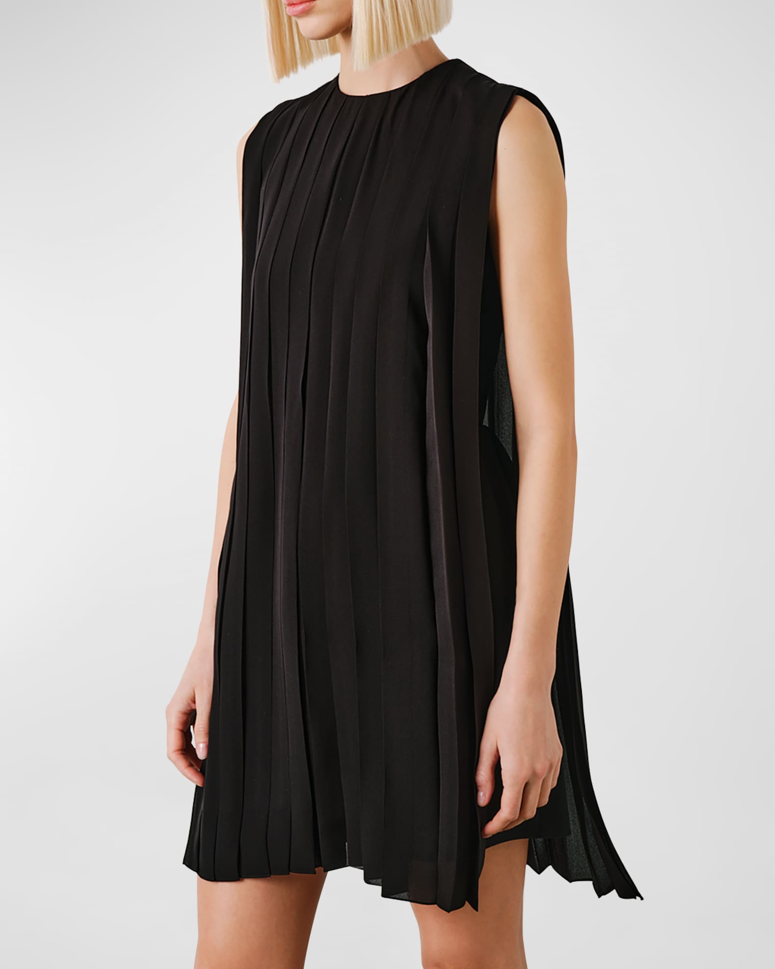 Dice Kayek Bow Belt Sleeveless Pleated Mini Dress | Neiman Marcus