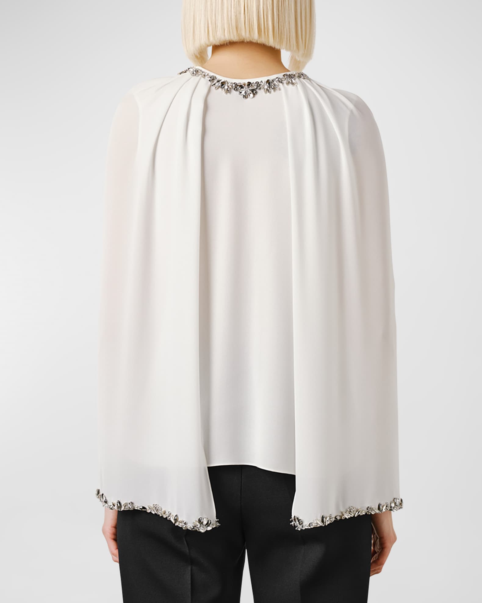 Dice Kayek Crystal Embroidered Capelet Blouse | Neiman Marcus