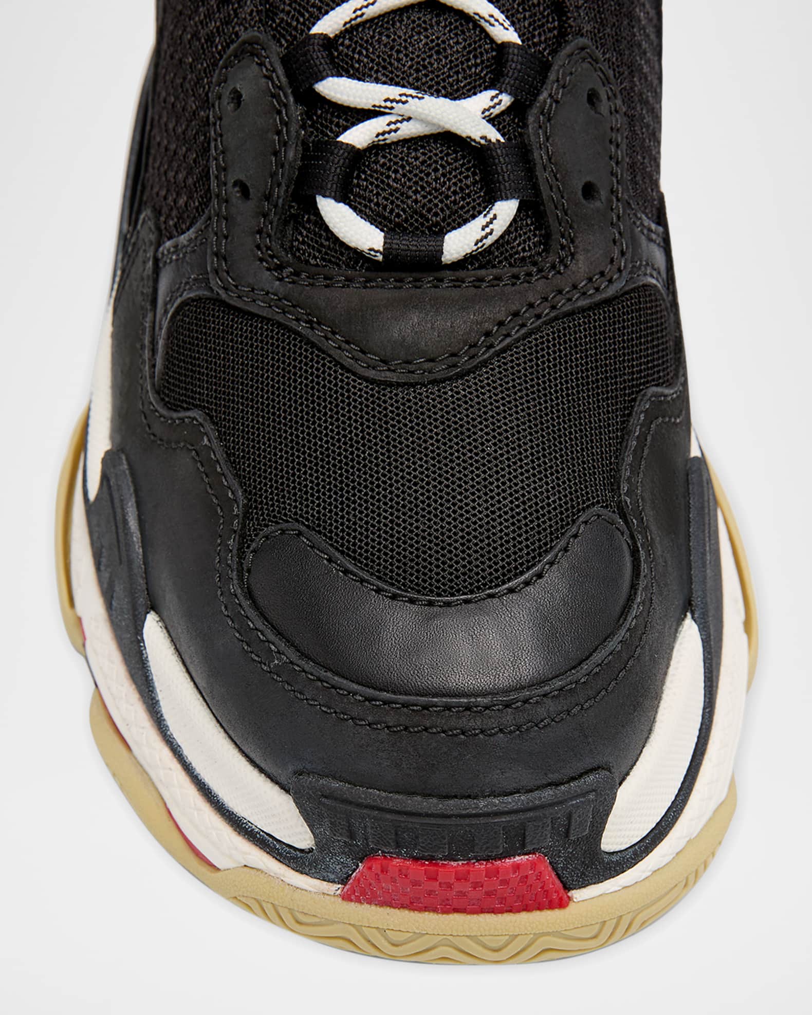 Balenciaga Men's Triple S Mesh Leather Sneakers | Neiman Marcus