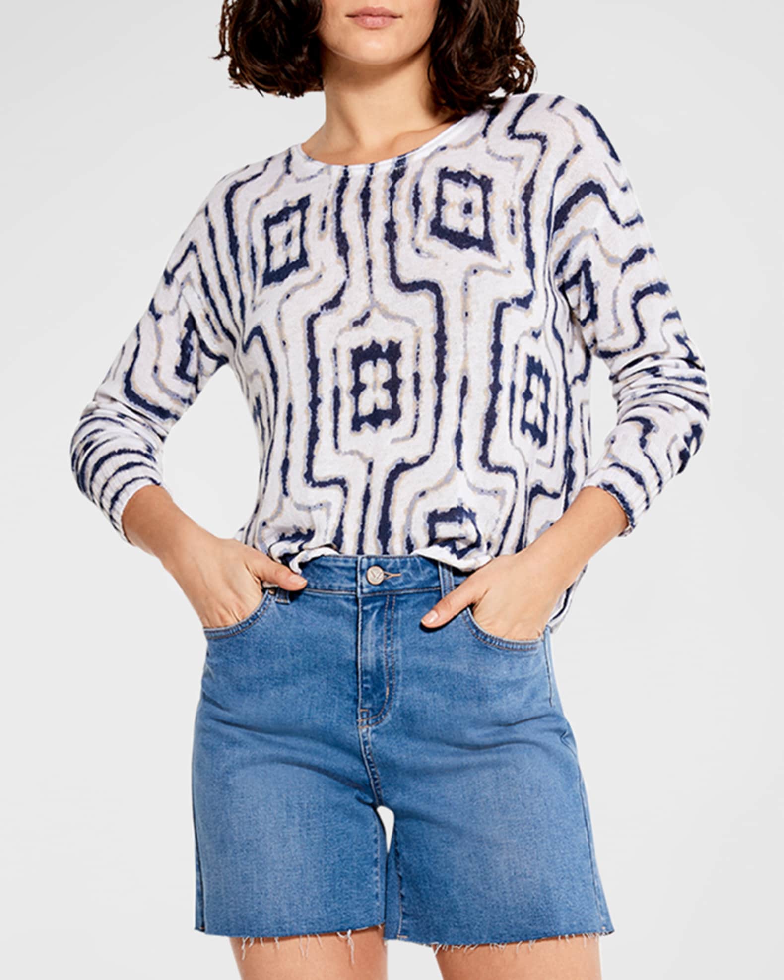 NIC+ZOE Easy Angles Abstract-Print Sweater | Neiman Marcus