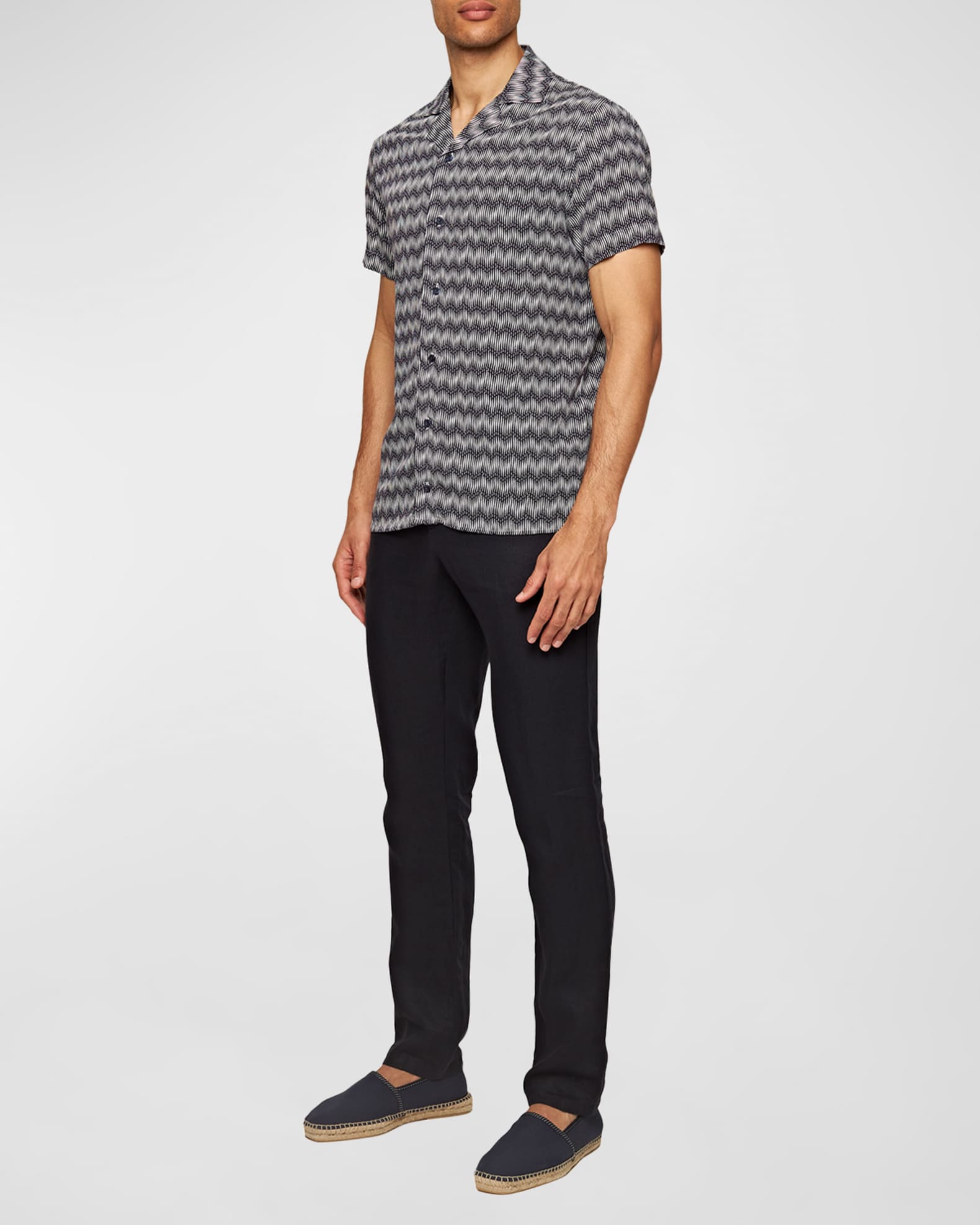 Orlebar Brown Men's Travis Chevron Camp Shirt | Neiman Marcus