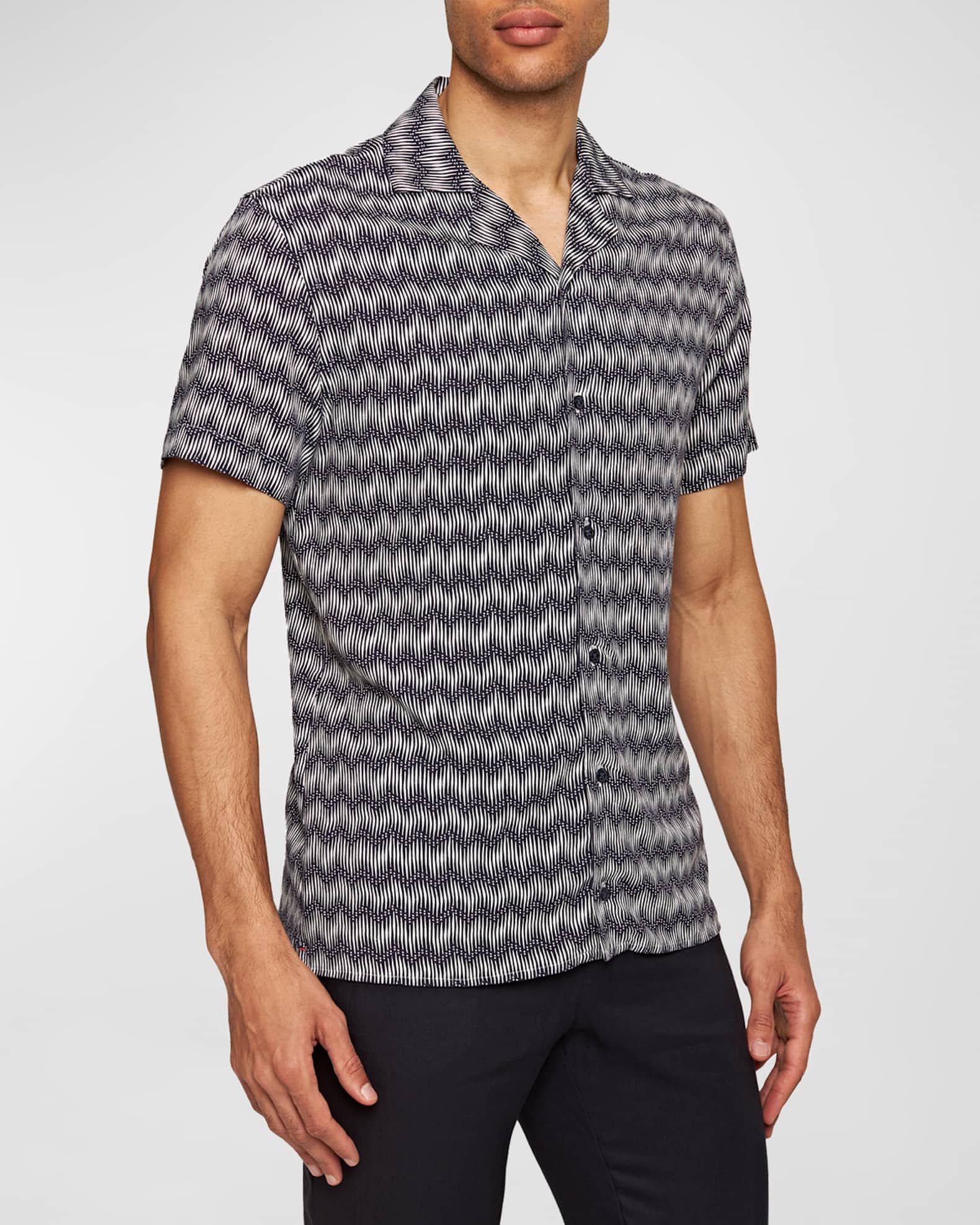 Orlebar Brown Men's Travis Chevron Camp Shirt | Neiman Marcus