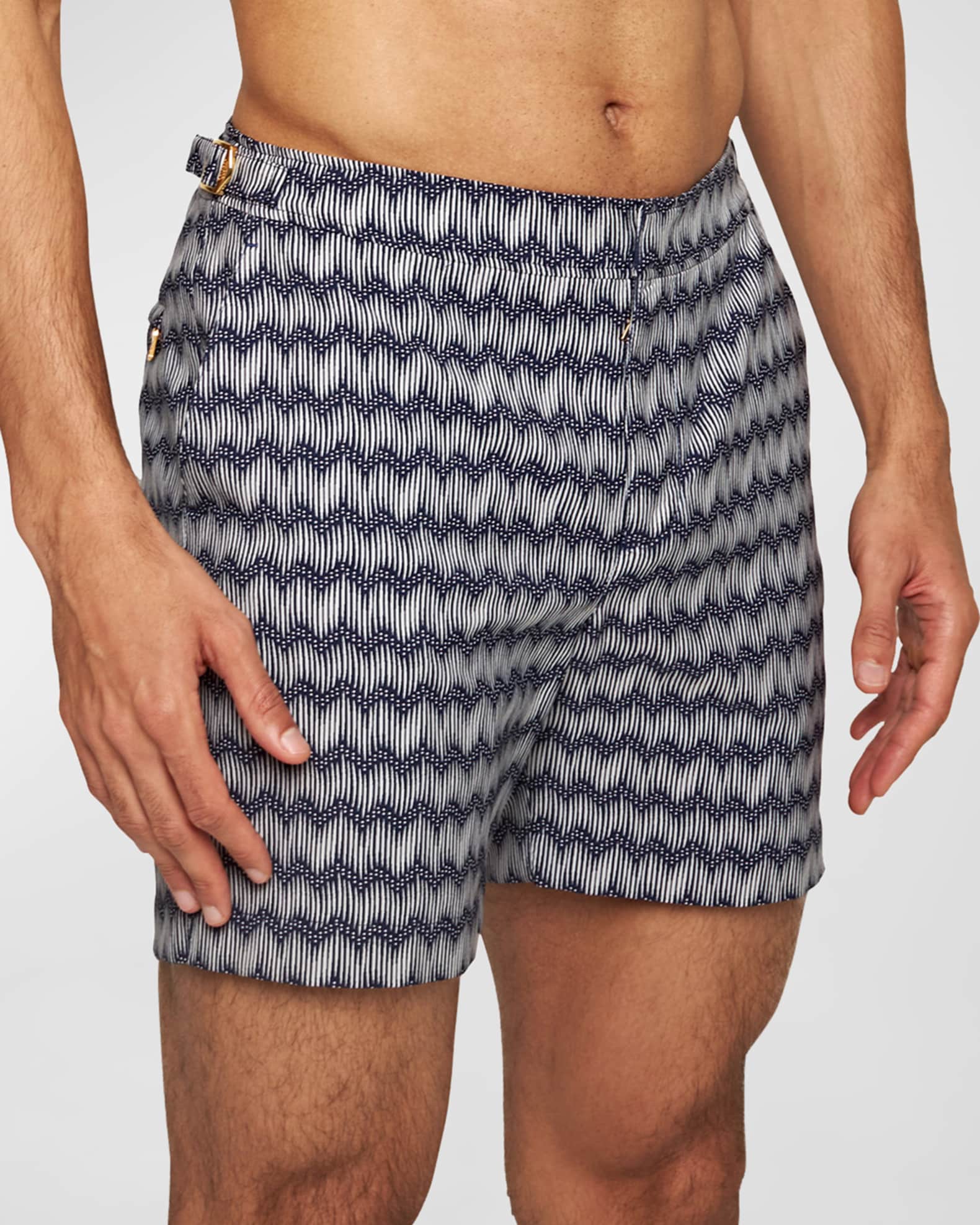 Orlebar Brown Men's Bulldog Chevron Jacquard Swim Shorts | Neiman Marcus