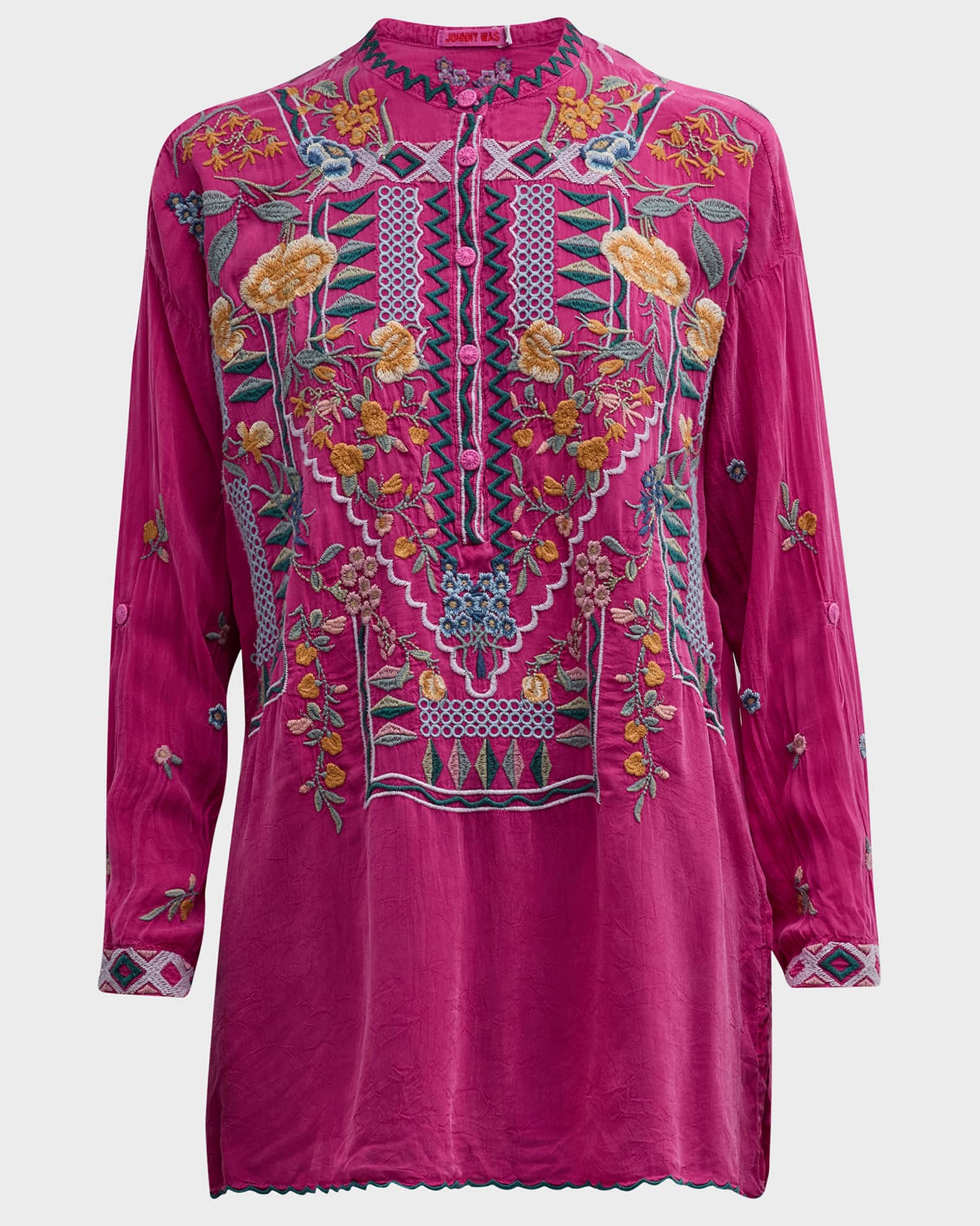 Johnny Was Faylin Embroidered Georgette Tunic | Neiman Marcus