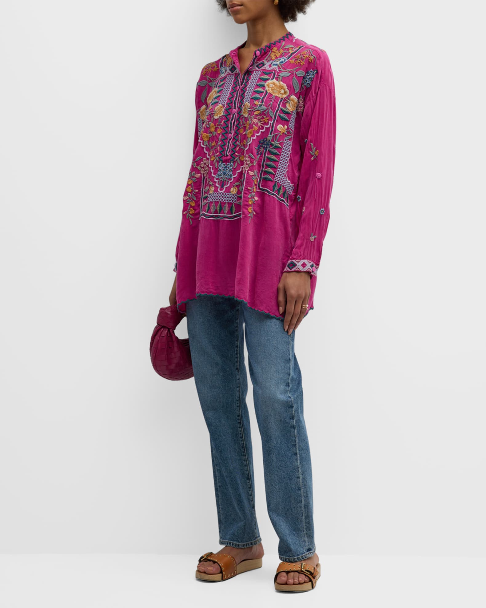 Johnny Was Faylin Embroidered Georgette Tunic | Neiman Marcus