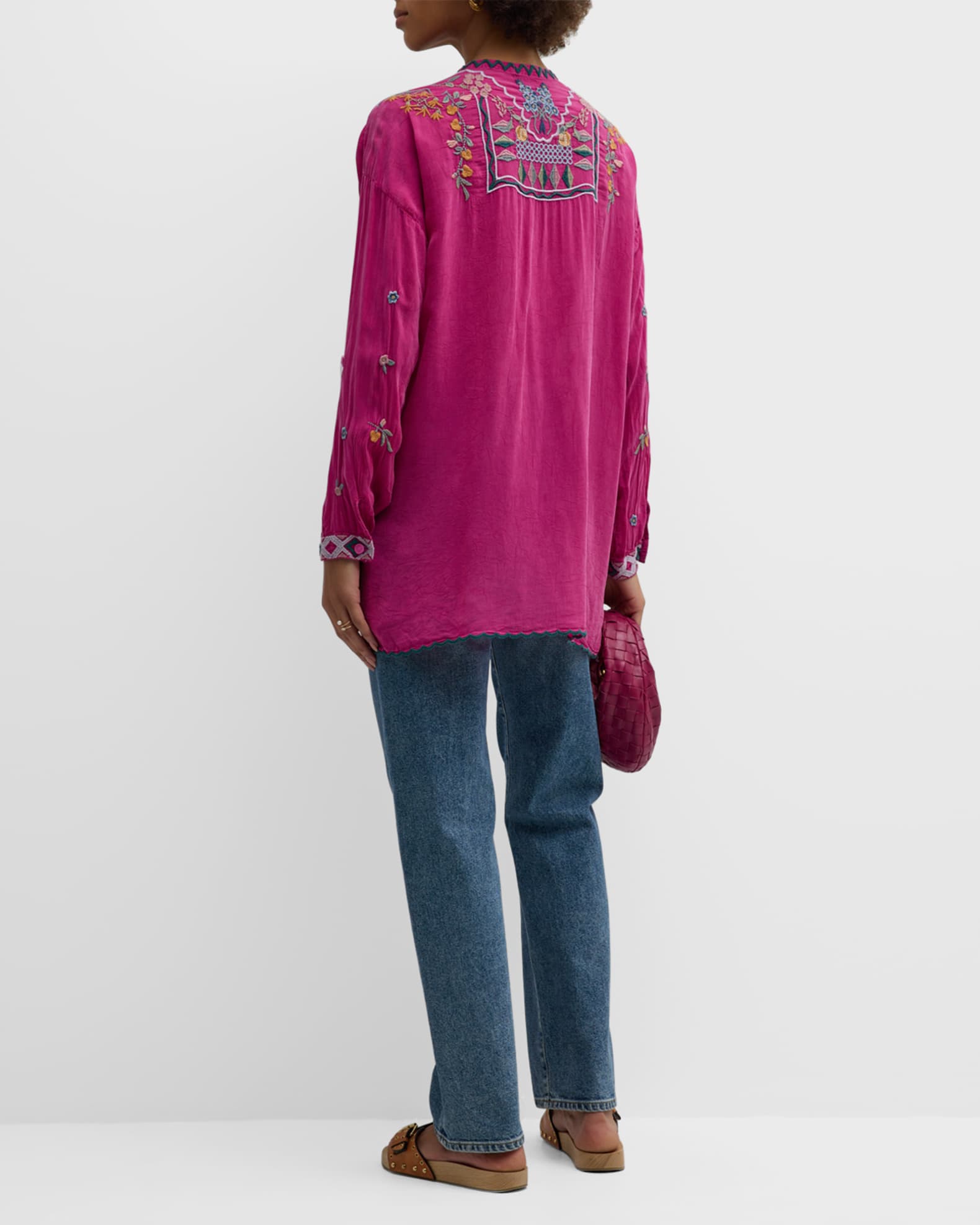 Johnny Was Faylin Embroidered Georgette Tunic | Neiman Marcus