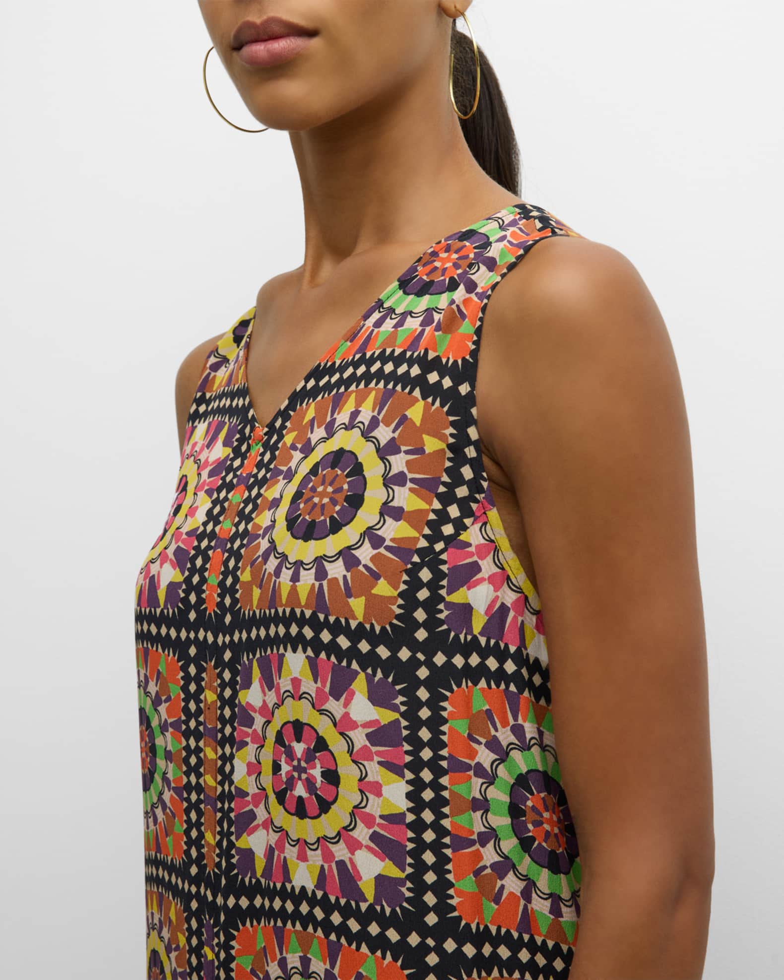 Johnny Was Lyon Sleeveless Tile-Print Maxi Dress | Neiman Marcus