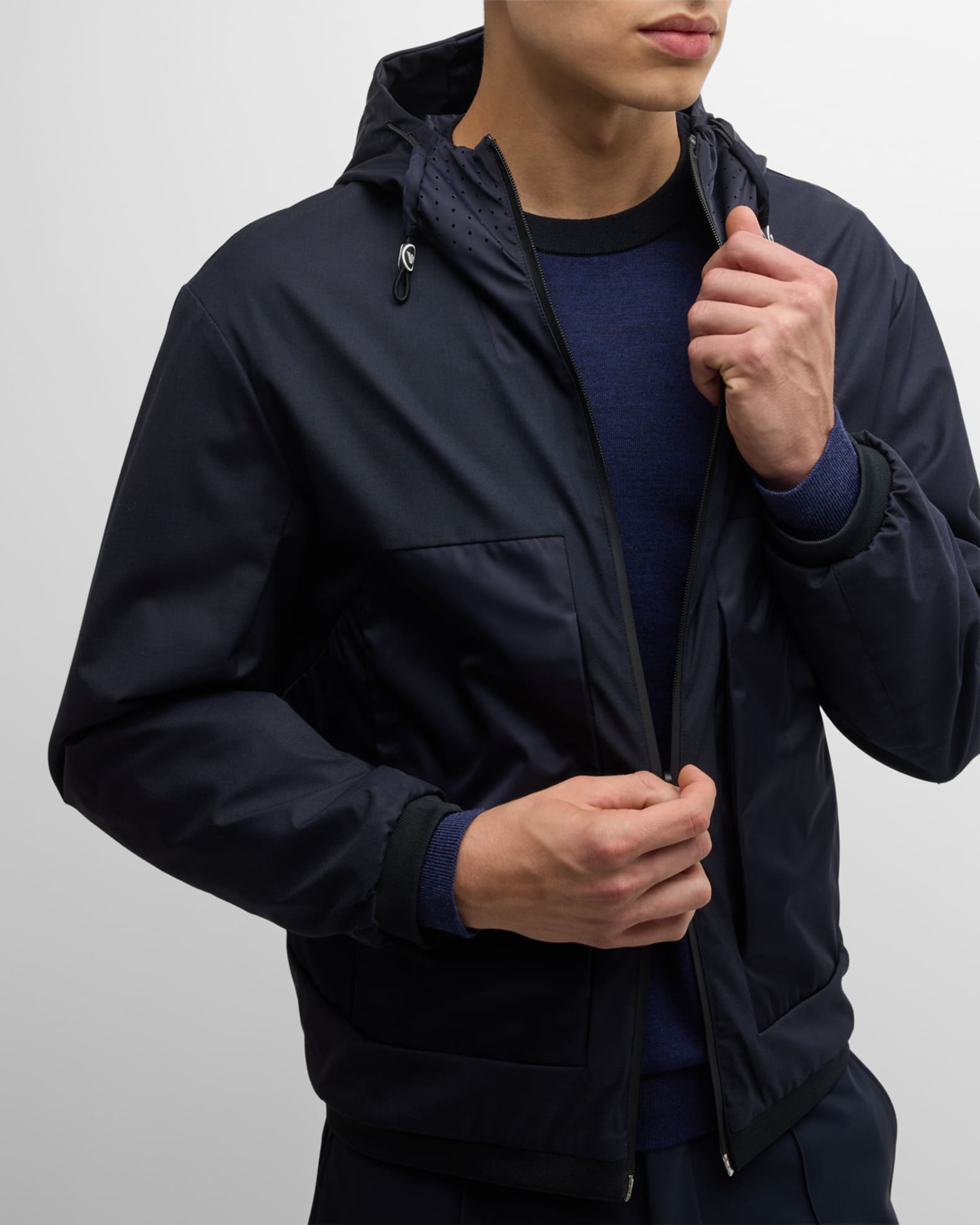 Emporio Armani Men's Reversible Bomber Hoodie | Neiman Marcus