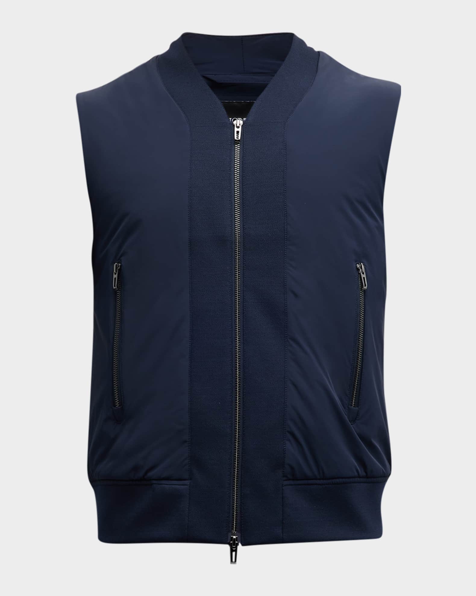 Emporio Armani Men's Solid Wool-Blend Zip Vest | Neiman Marcus