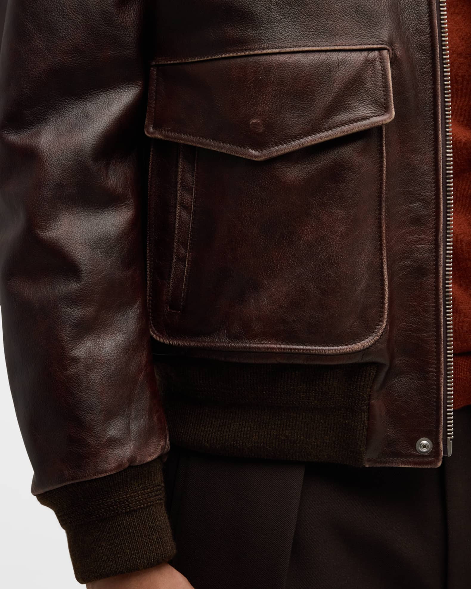 Bally Men's Antique Leather Bomber Jacket | Neiman Marcus