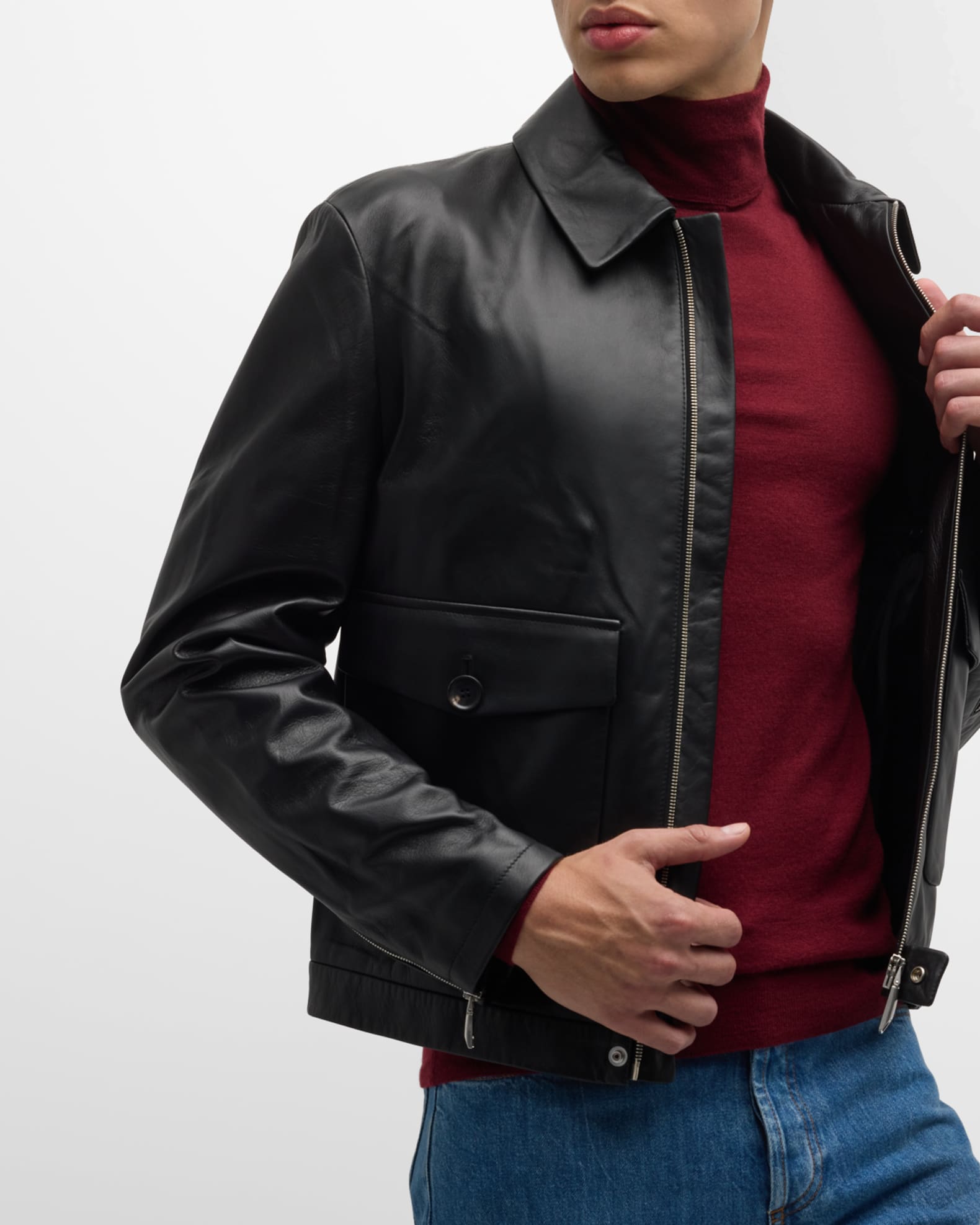 Bally Men's Zip-Front Leather Jacket | Neiman Marcus