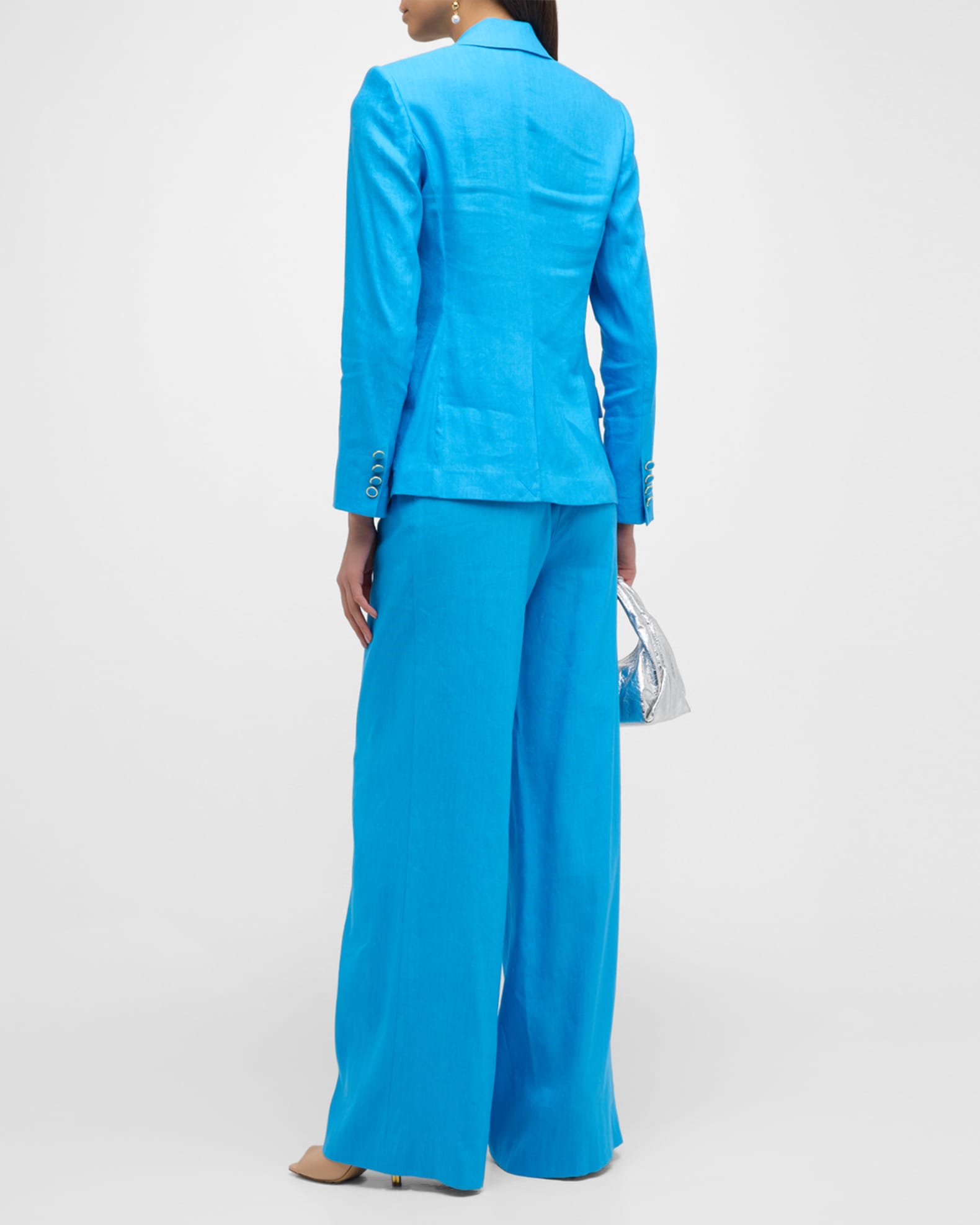 Milly Noelani Pleated Wide-Leg Linen-Blend Pants | Neiman Marcus