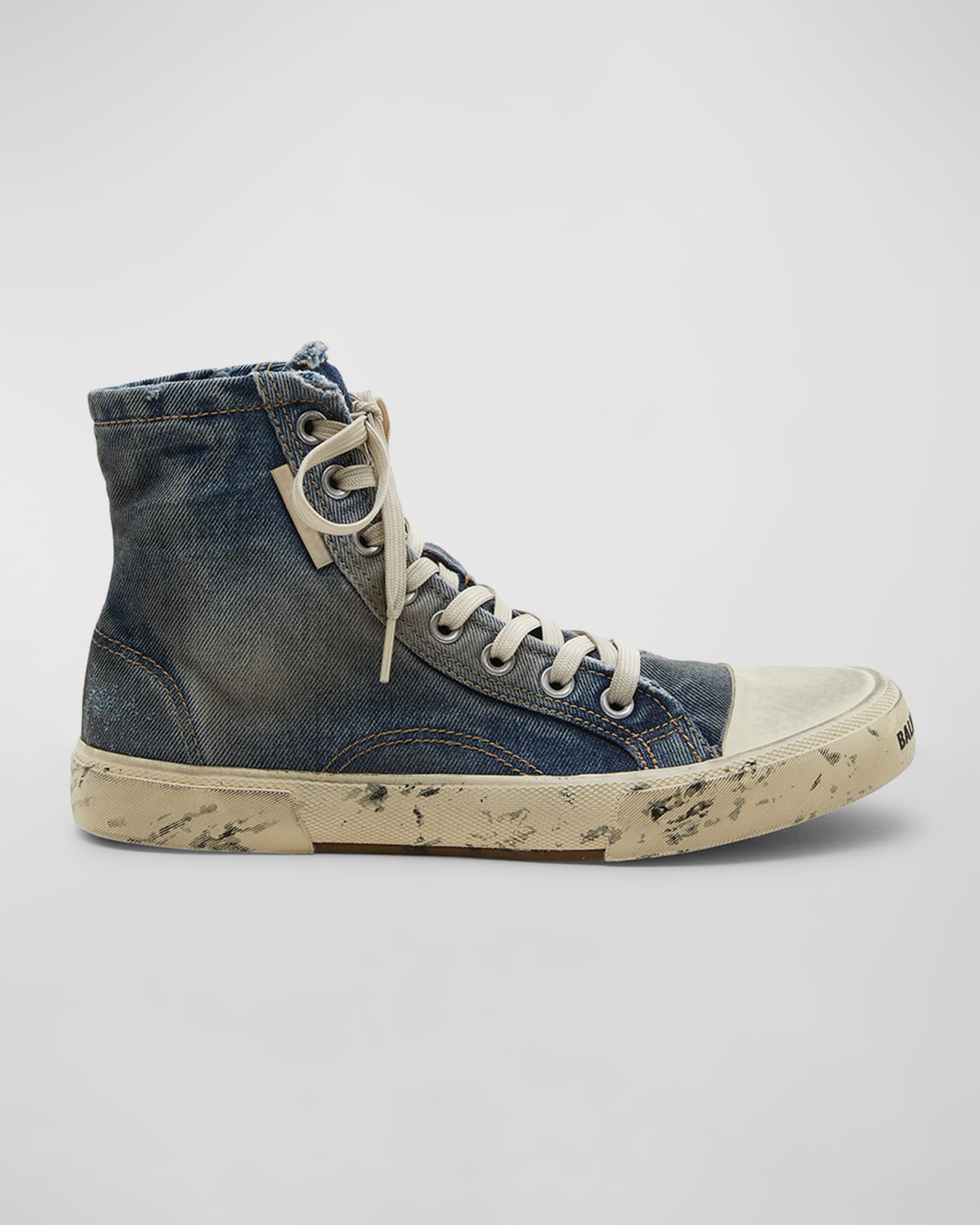 Balenciaga Men's Paris Denim High-Top Sneakers | Neiman Marcus