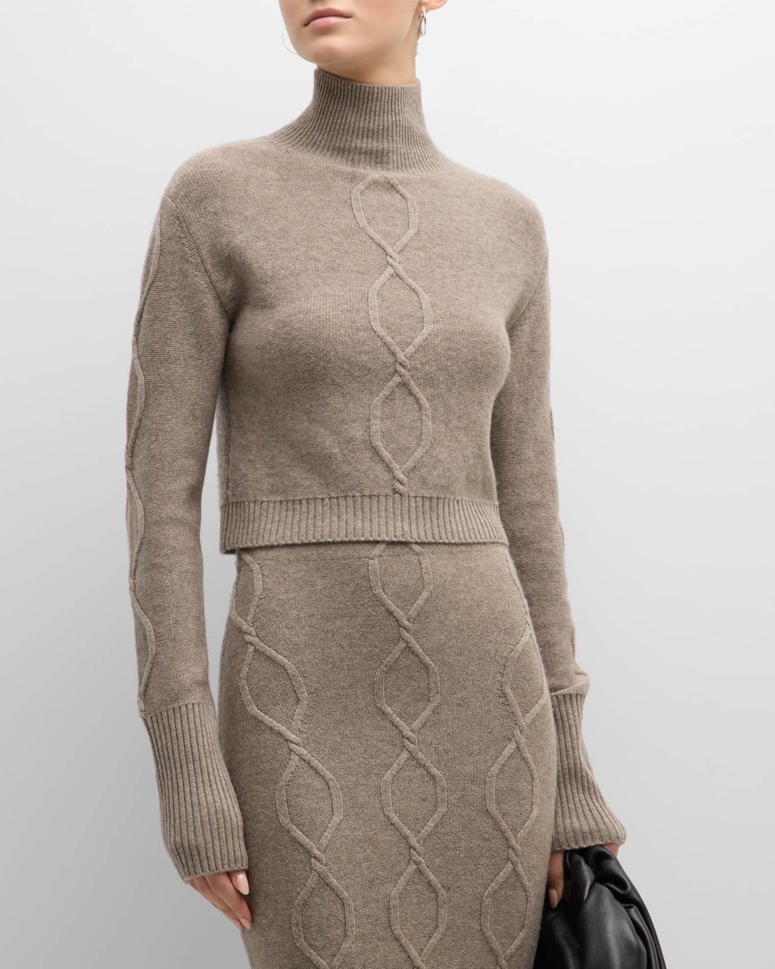 Naadam Cropped Turtleneck Wool-Cashmere Sweater | Neiman Marcus