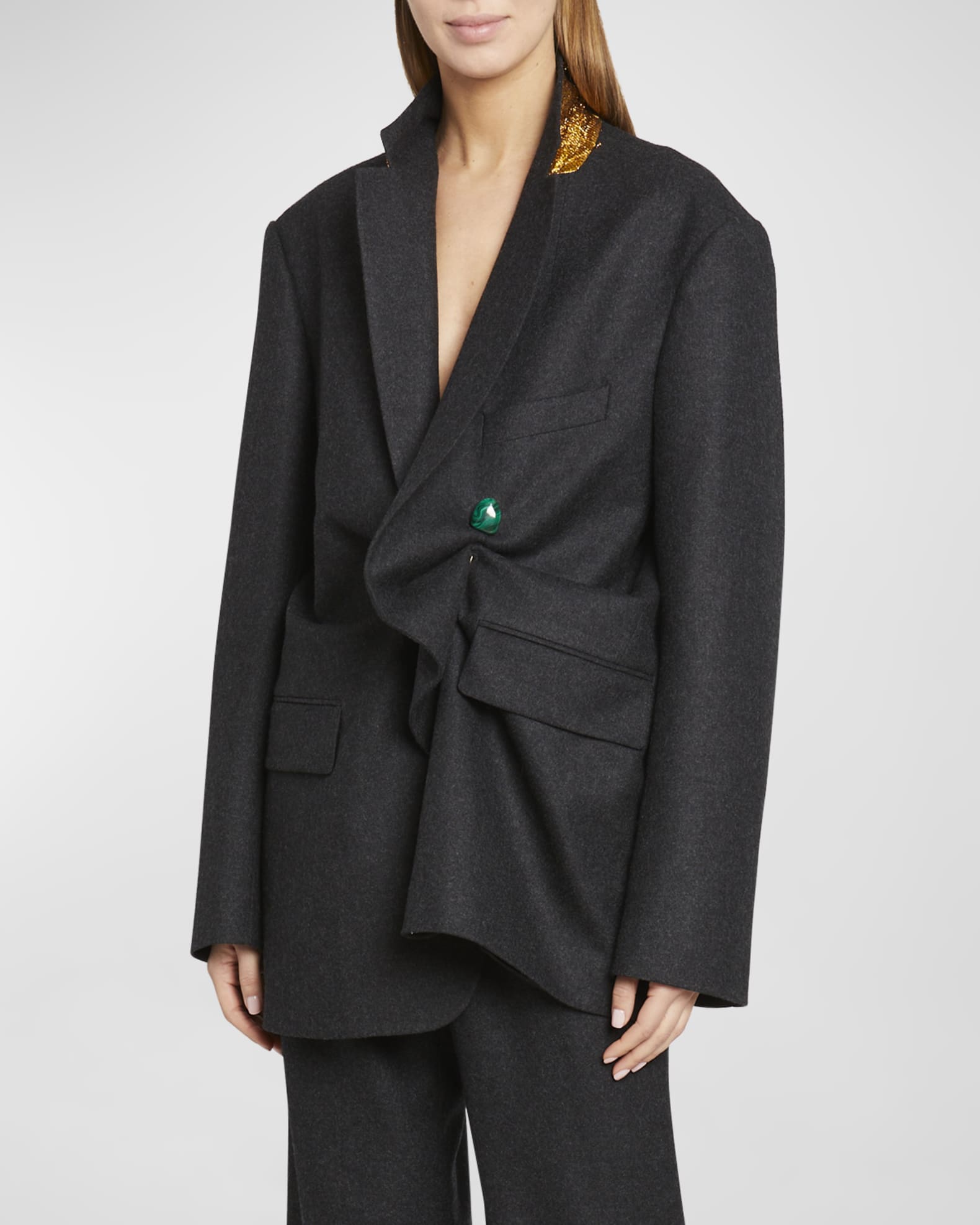 Draped Wool-Blend Suit | Neiman Marcus