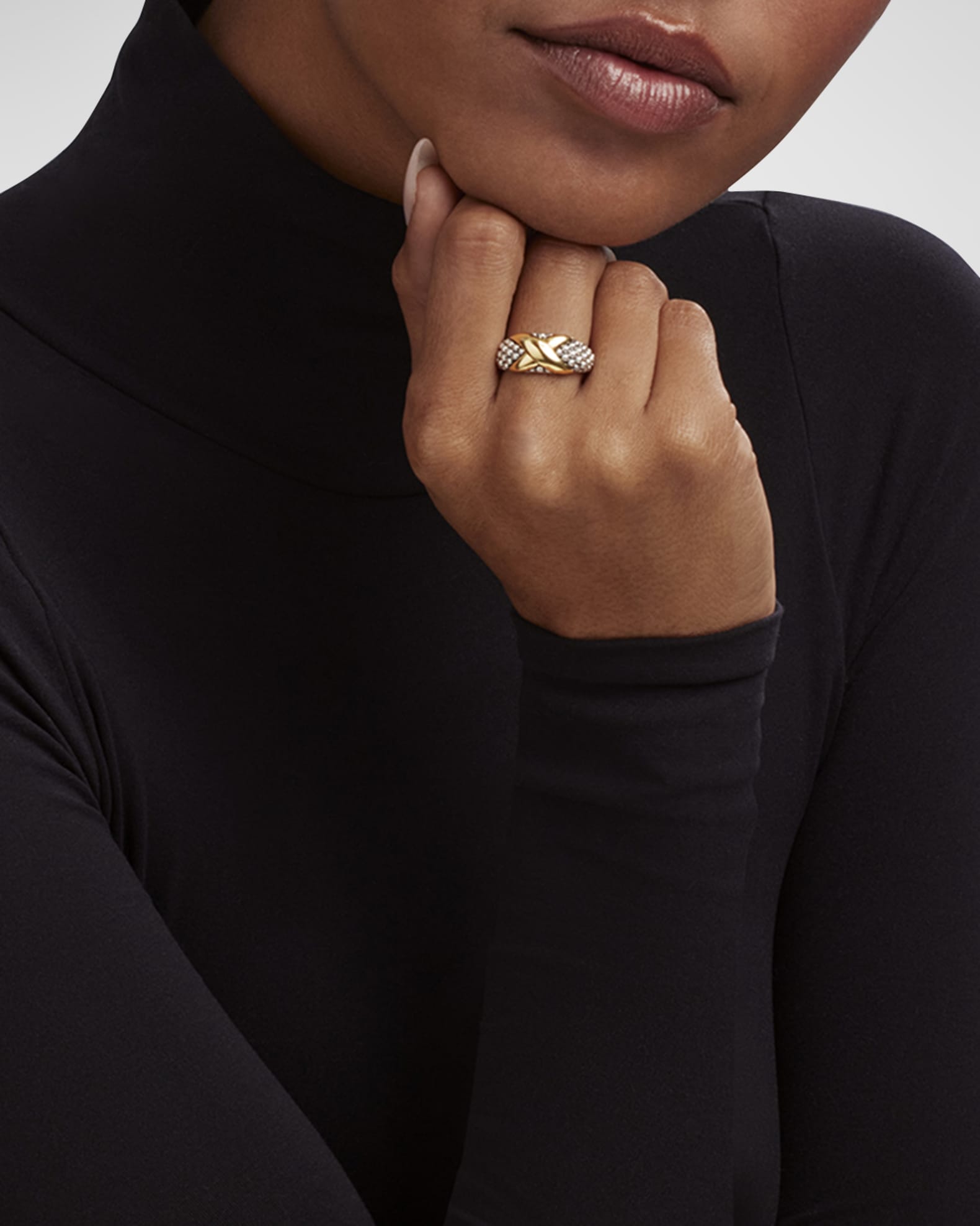 LAGOS Embrace 18K Gold Two-Tone Caviar Ring | Neiman Marcus