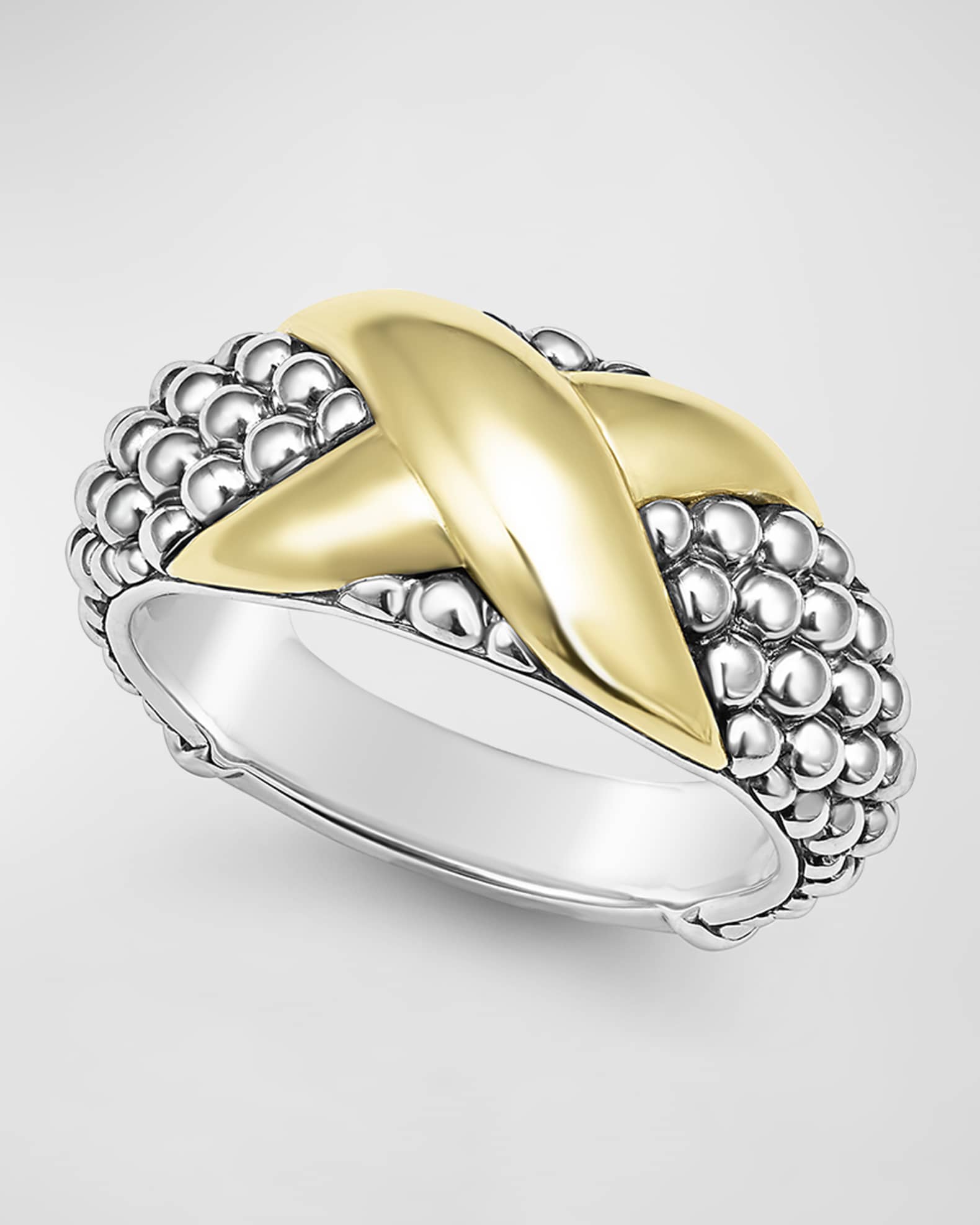 LAGOS Embrace 18K Gold Two-Tone Caviar Ring | Neiman Marcus