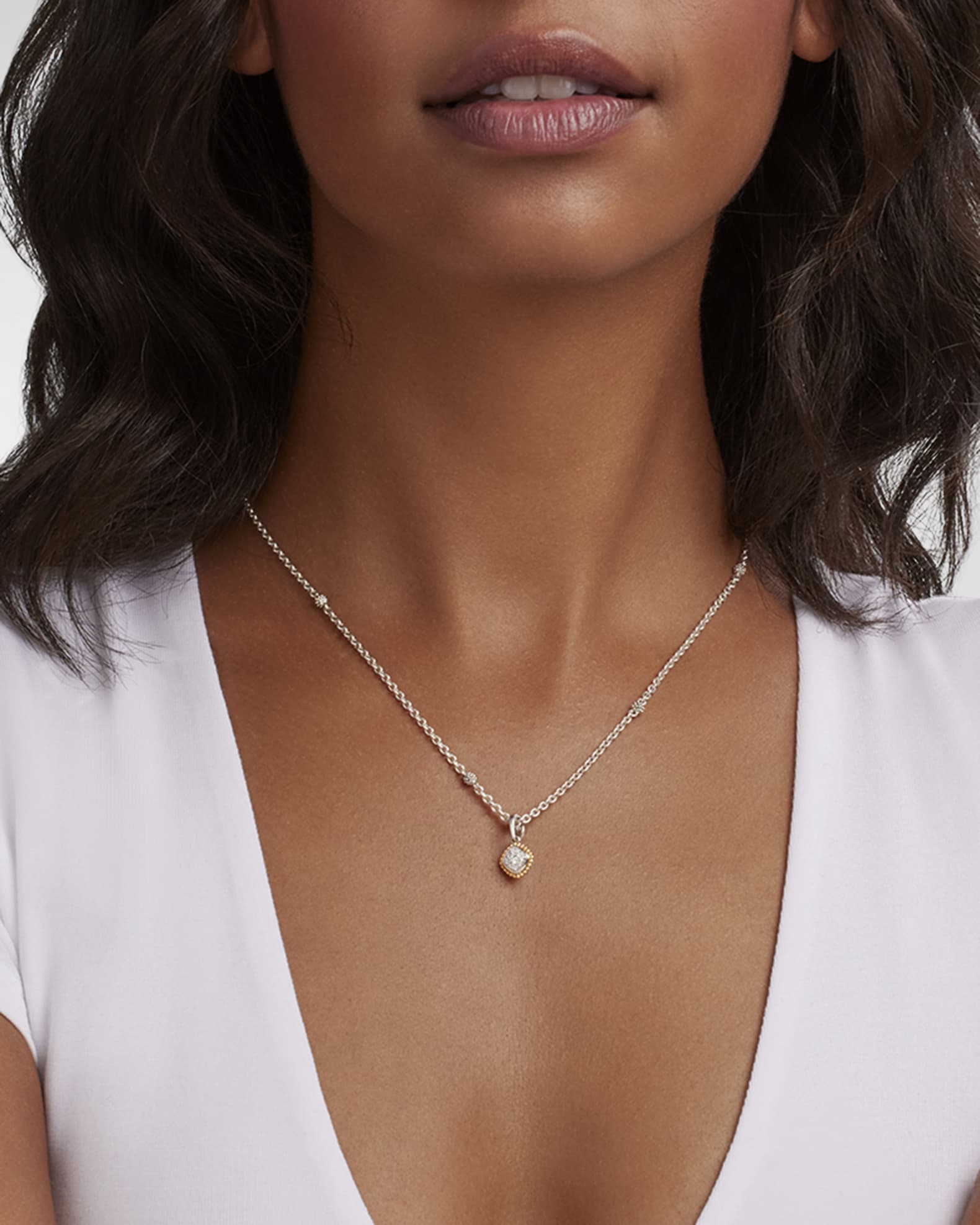 LAGOS 18K Sterling Silver Rittenhouse Pave Diamond Necklace | Neiman Marcus