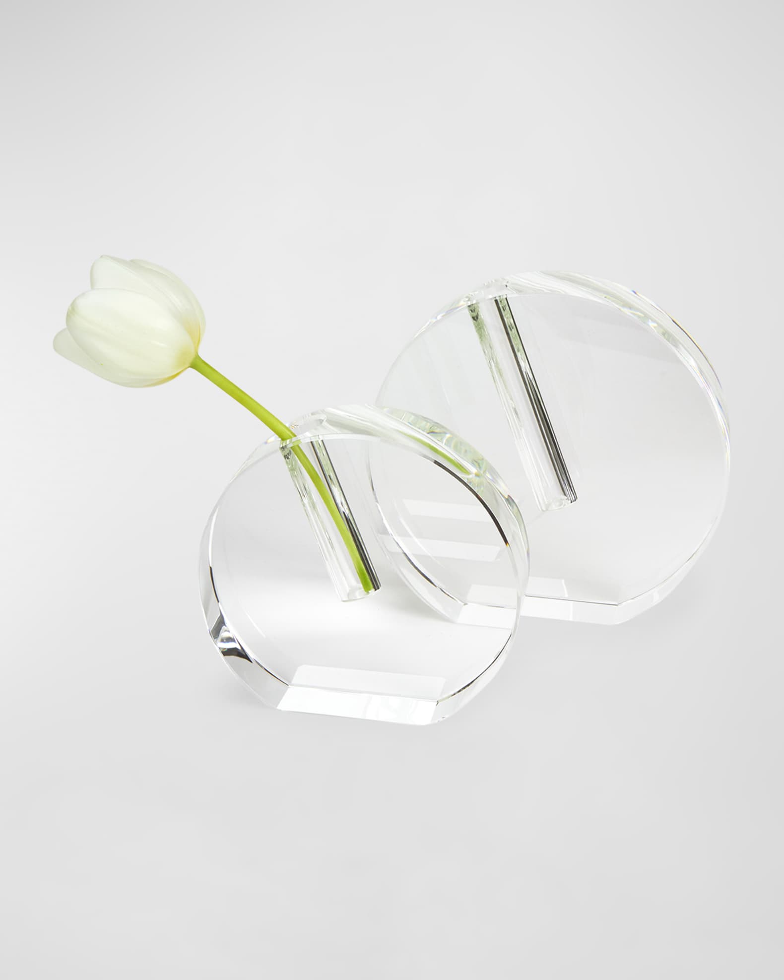 Tizo Clear Crystal Vase Flat Round - Large | Neiman Marcus