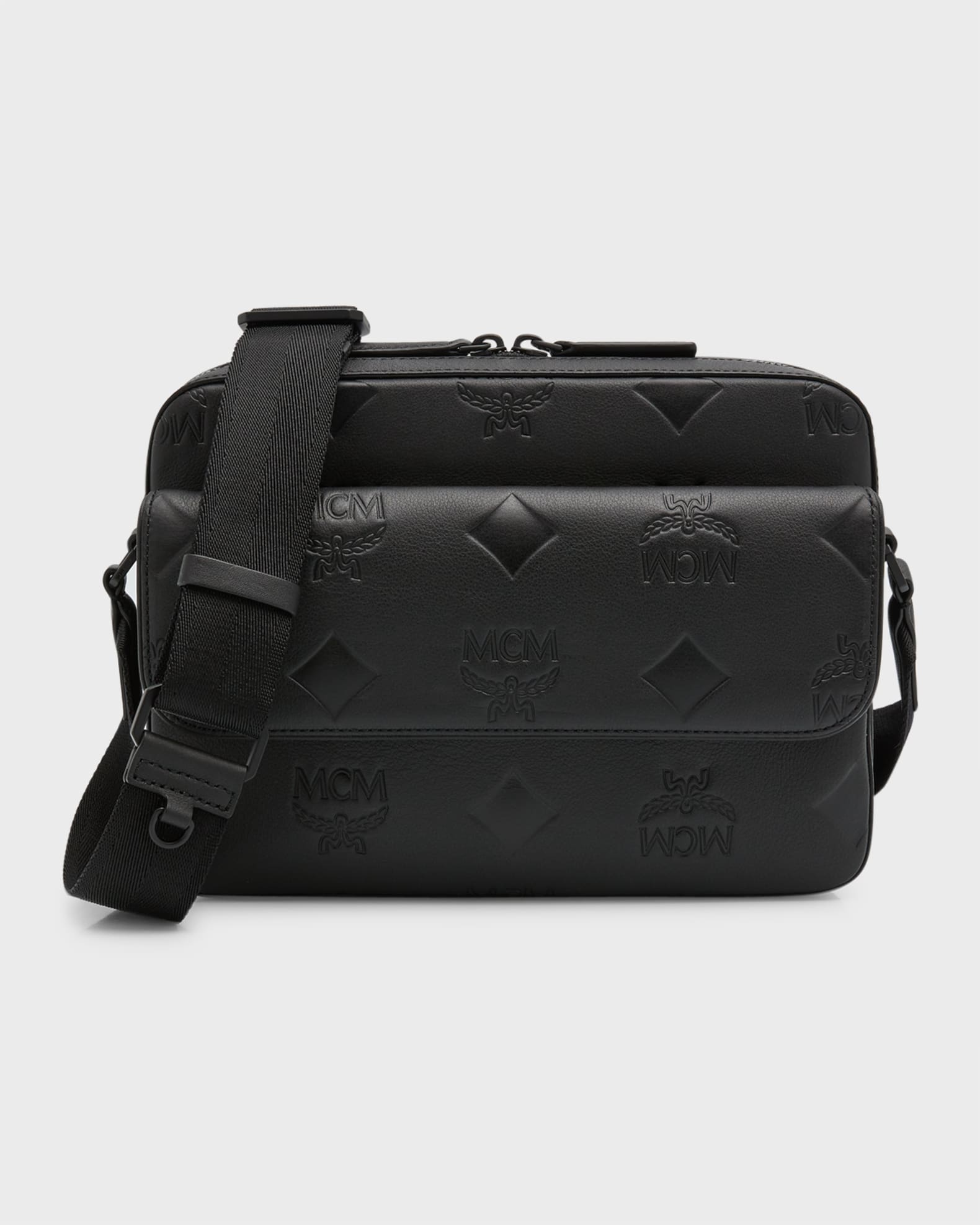 MCM Men's Aren Visetos Embossed Leather Medium Crossbody Bag | Neiman ...