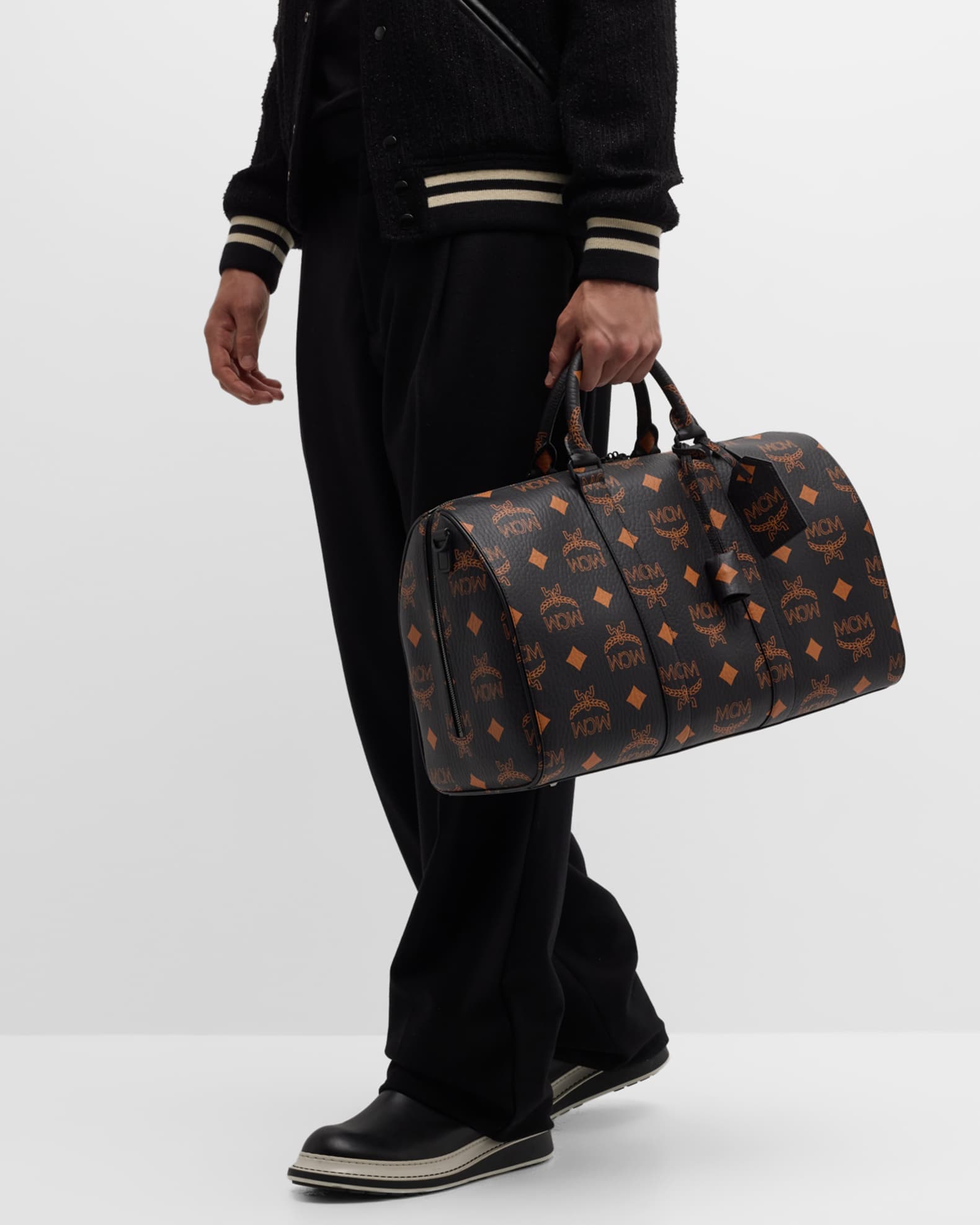 MCM Men's Ottomar Leather Weekender Duffel Bag | Neiman Marcus