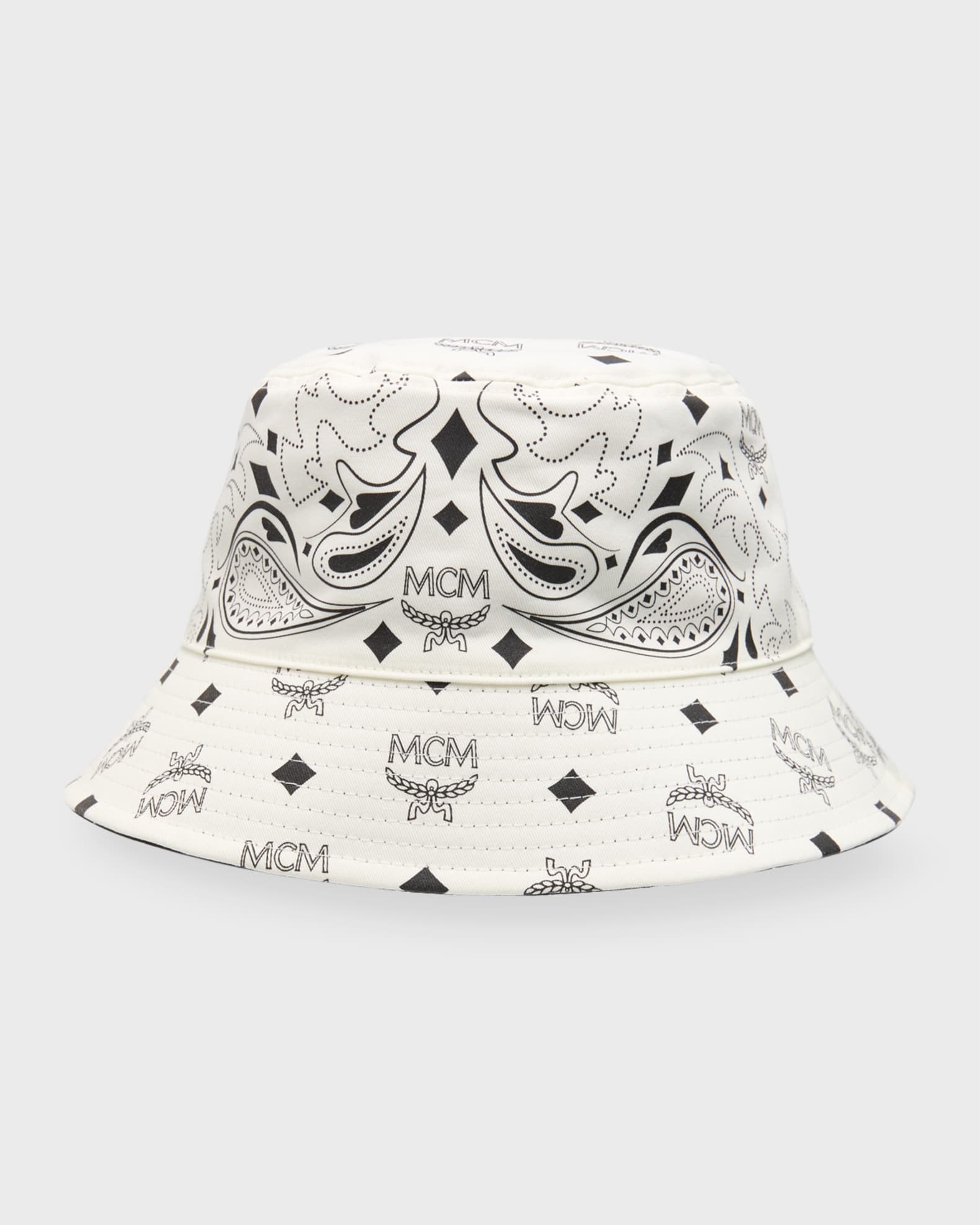 MCM Men's Bandana Visetos Bucket Hat | Neiman Marcus