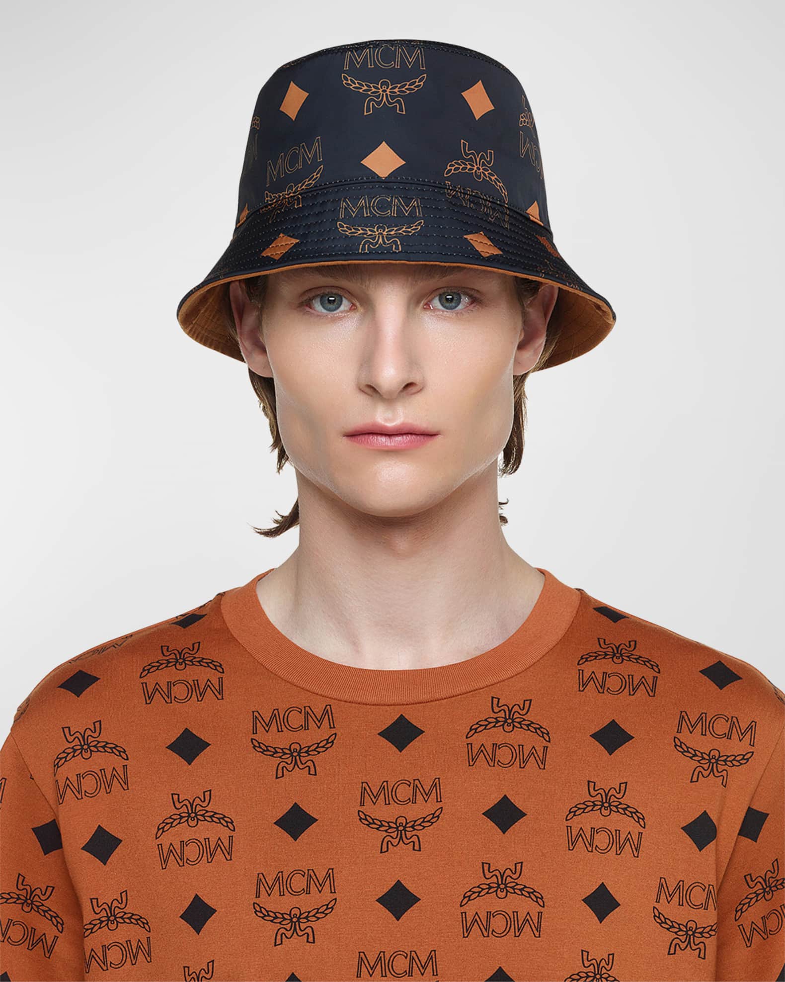 MCM Men's Maxi-Monogram Reversible Bucket Hat | Neiman Marcus