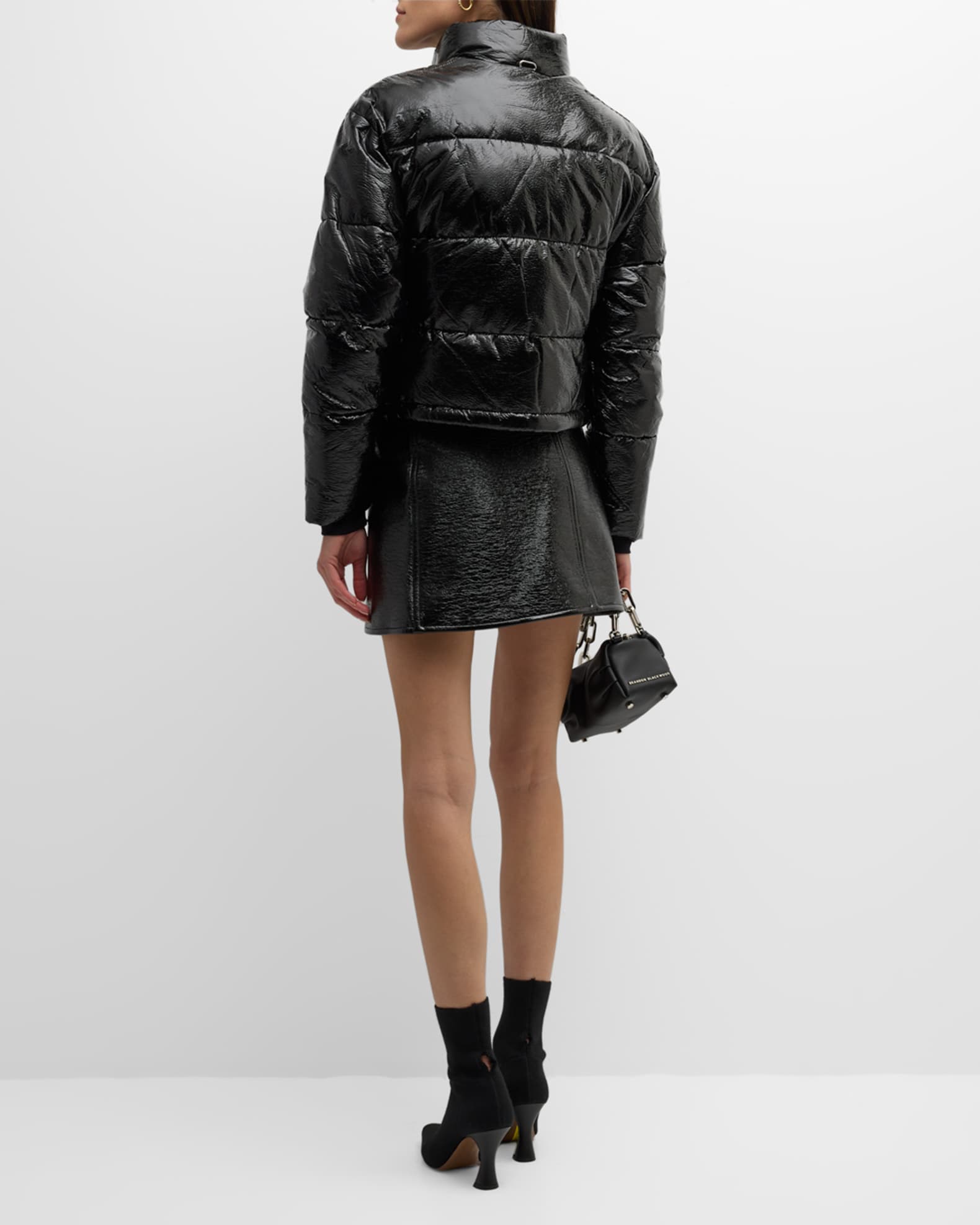 Courreges Vinyl Puffer Jacket with Logo Detail | Neiman Marcus