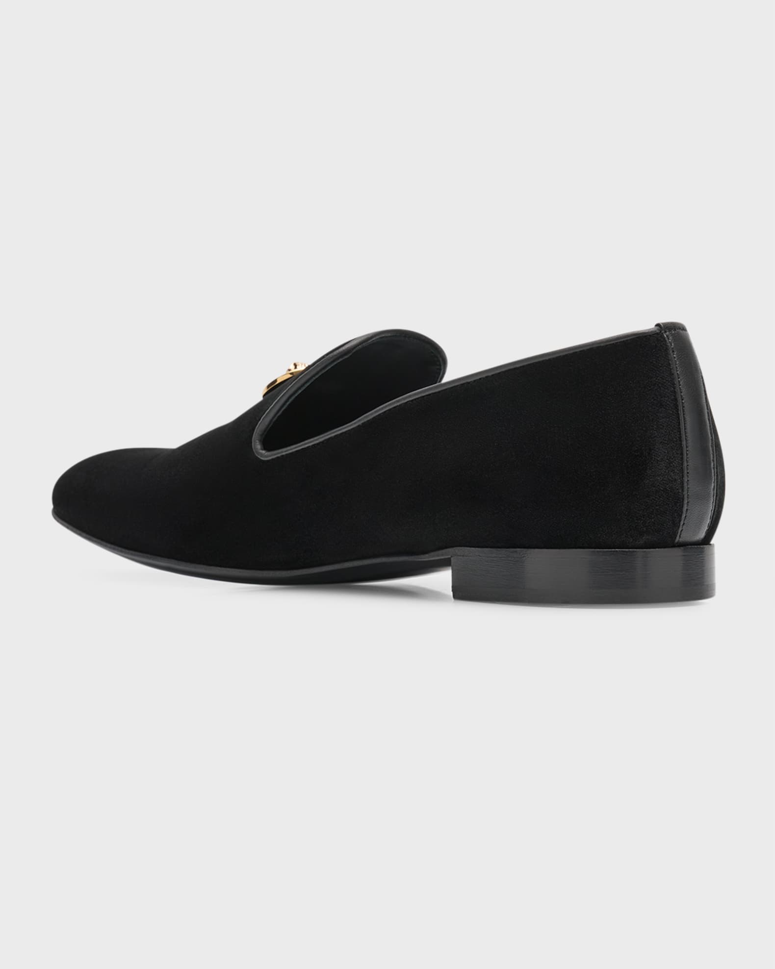 Versace Men's Medusa Ornament Suede Smoking Slippers | Neiman Marcus