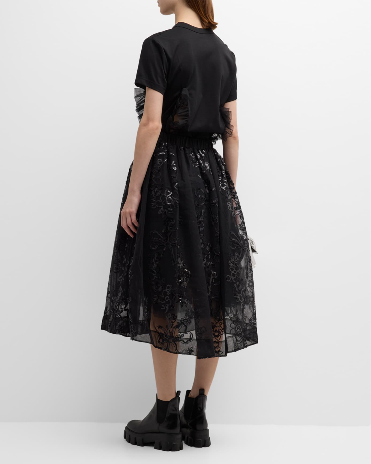 Simone Rocha Long Tutu Skirt with Sequin Overlay | Neiman Marcus