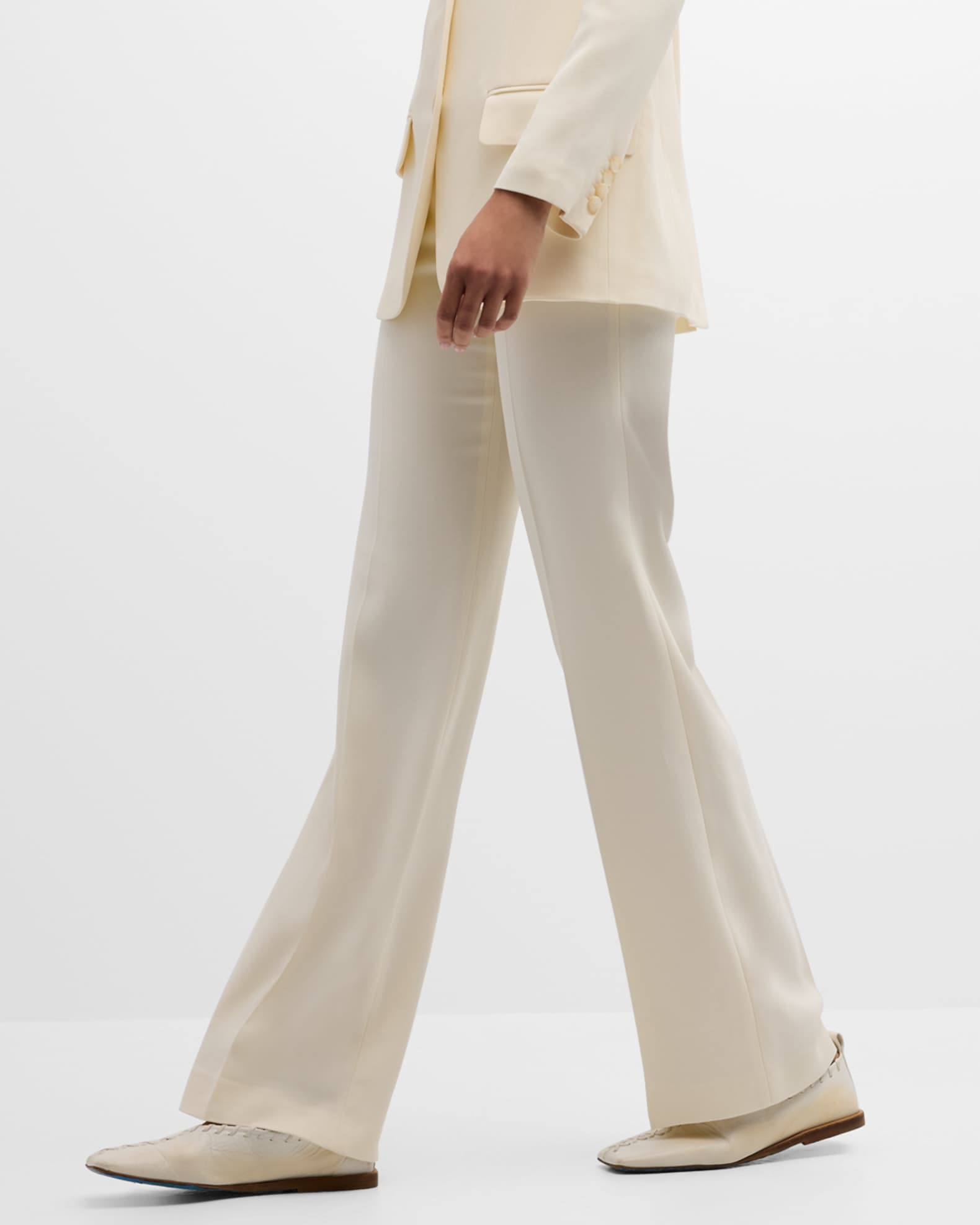Joseph Morissey Mid-Rise Straight-Leg Cady Pants | Neiman Marcus