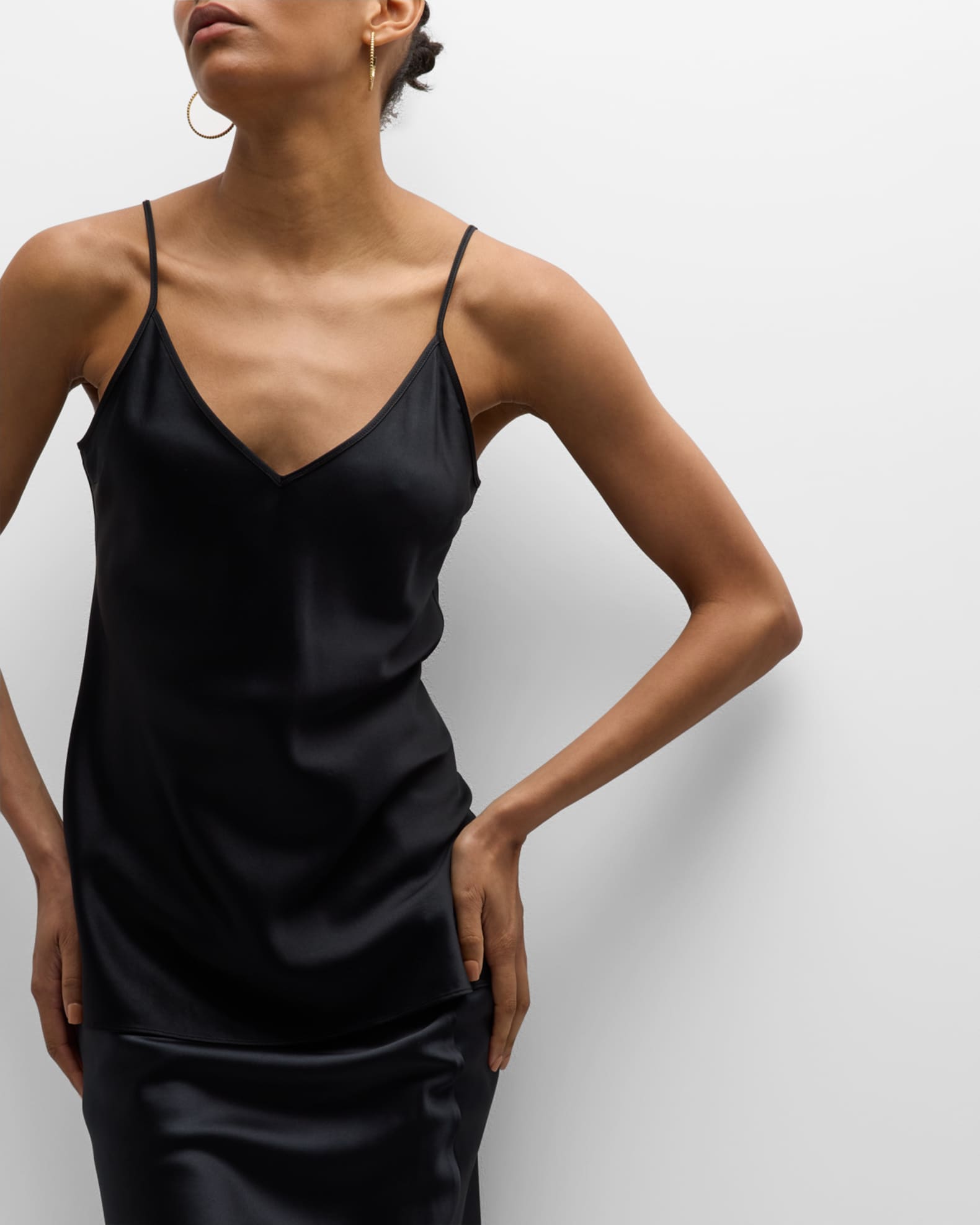 Joseph Clea Sleeveless V-Neck Silk Satin Top | Neiman Marcus