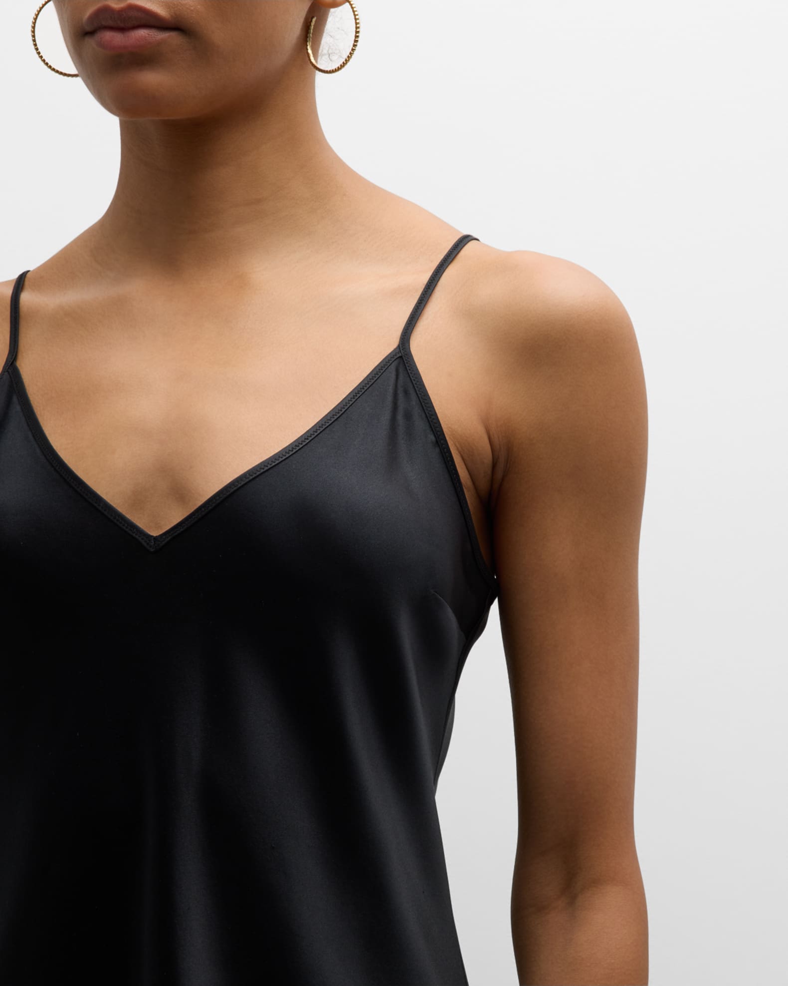 Joseph Clea Sleeveless V-Neck Silk Satin Top | Neiman Marcus