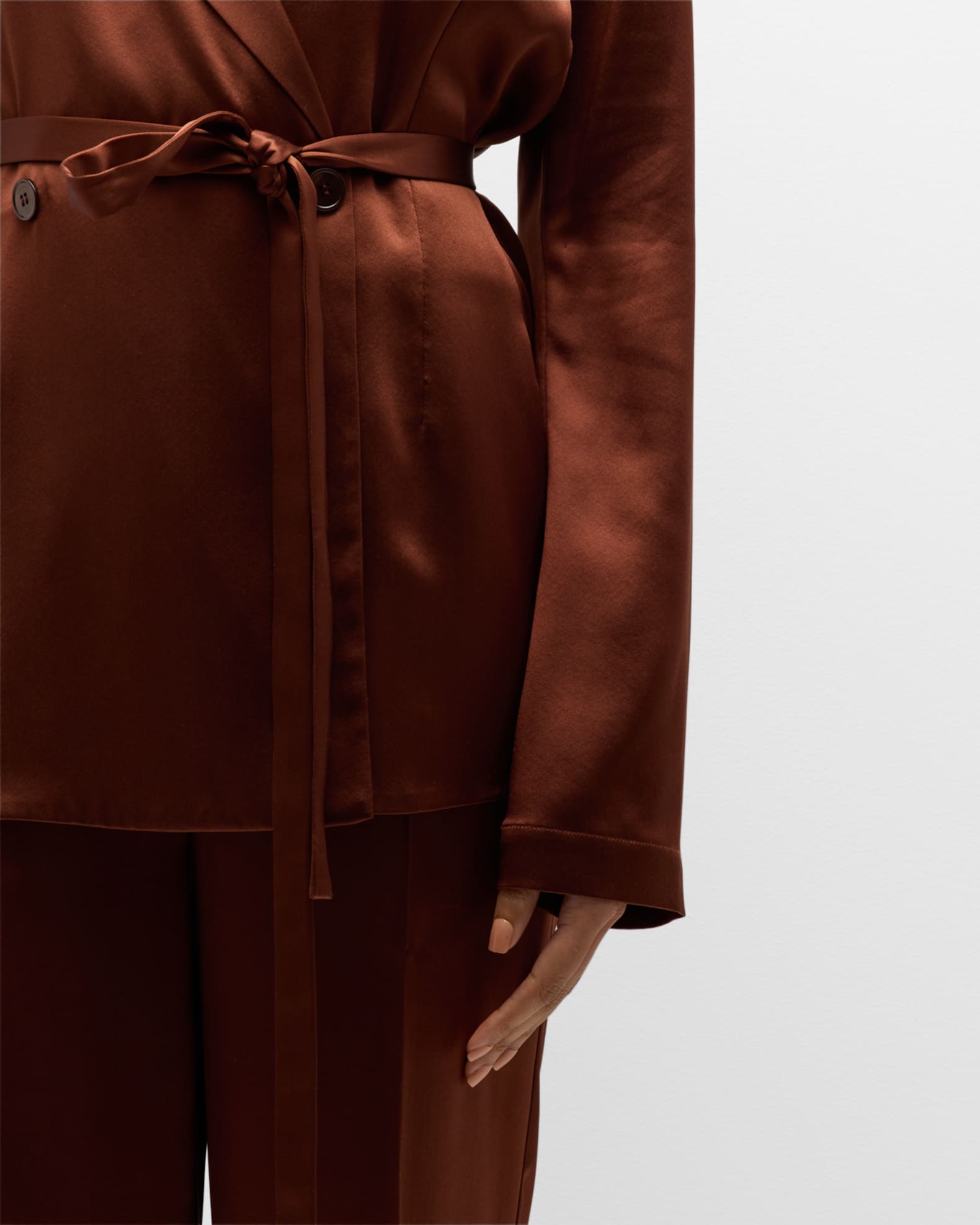 Joseph Joubert Double-Breasted Silk Satin Blazer | Neiman Marcus