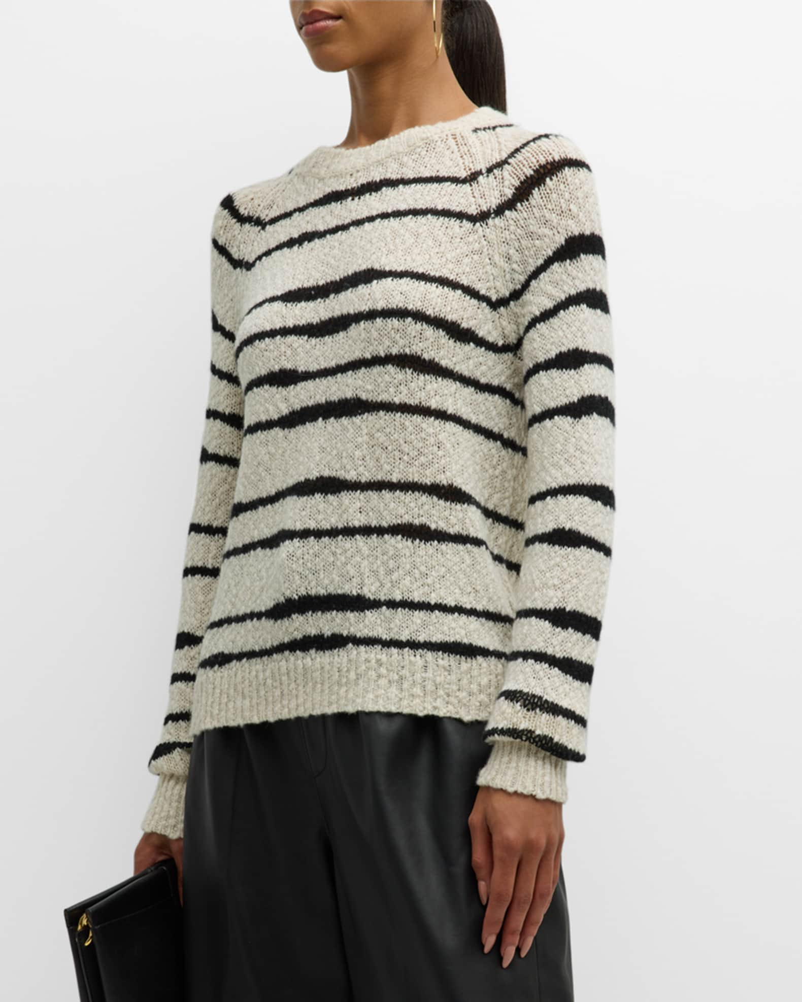 Autumn Cashmere Cashmere Striped Raglan-Sleeve Sweater | Neiman Marcus