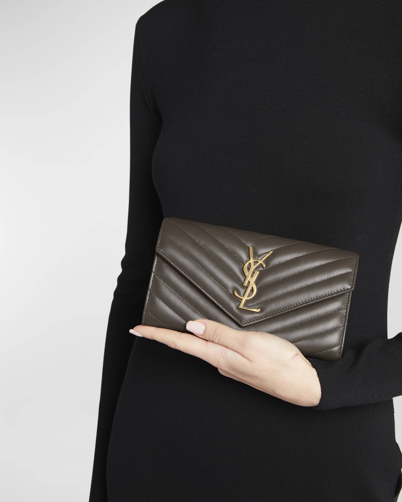 Saint Laurent YSL Monogram Large Envelope Flap Wallet in Smooth Leather ...