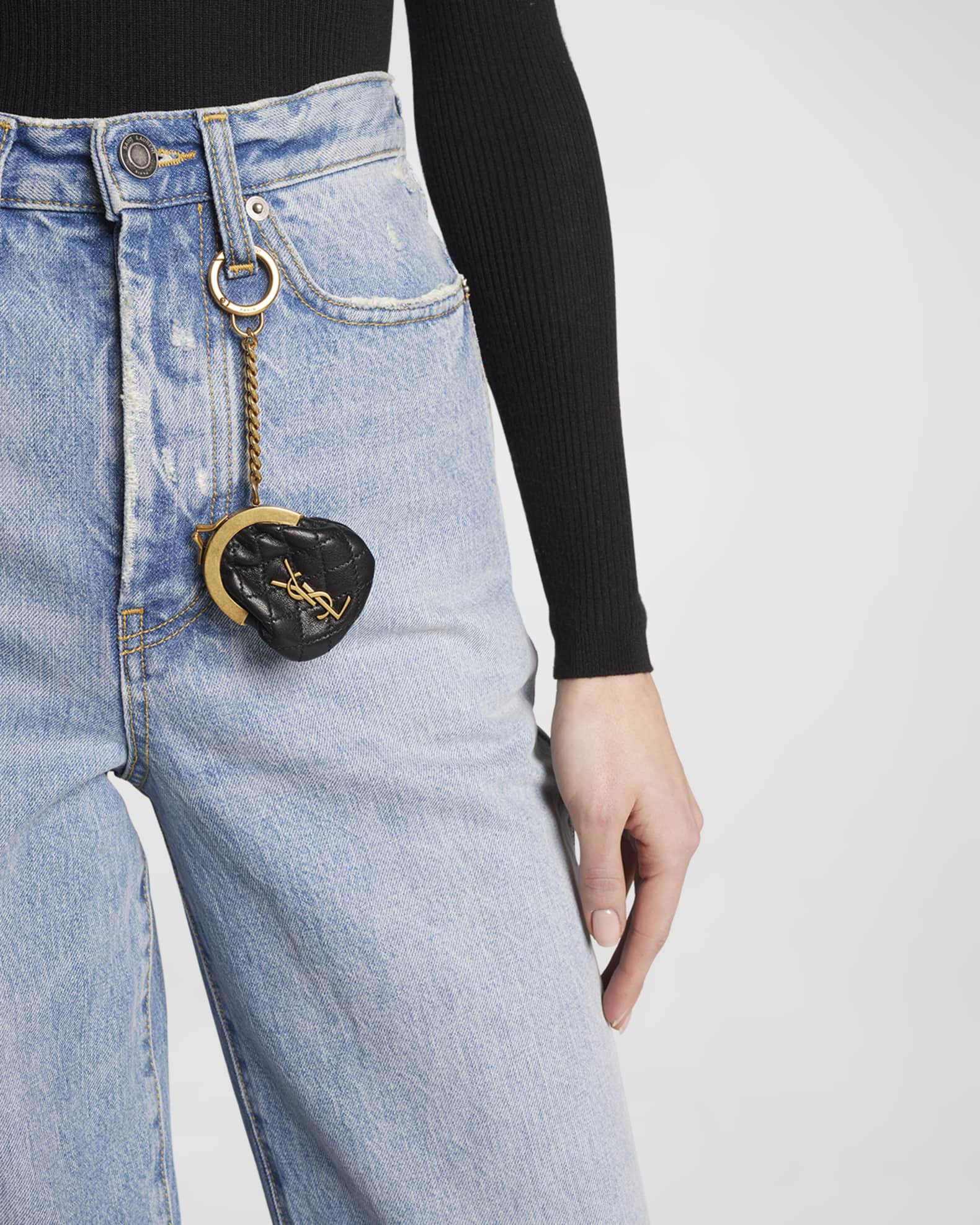 Saint Laurent Mini YSL Coin Keyring Bag in Quilted Leather | Neiman Marcus